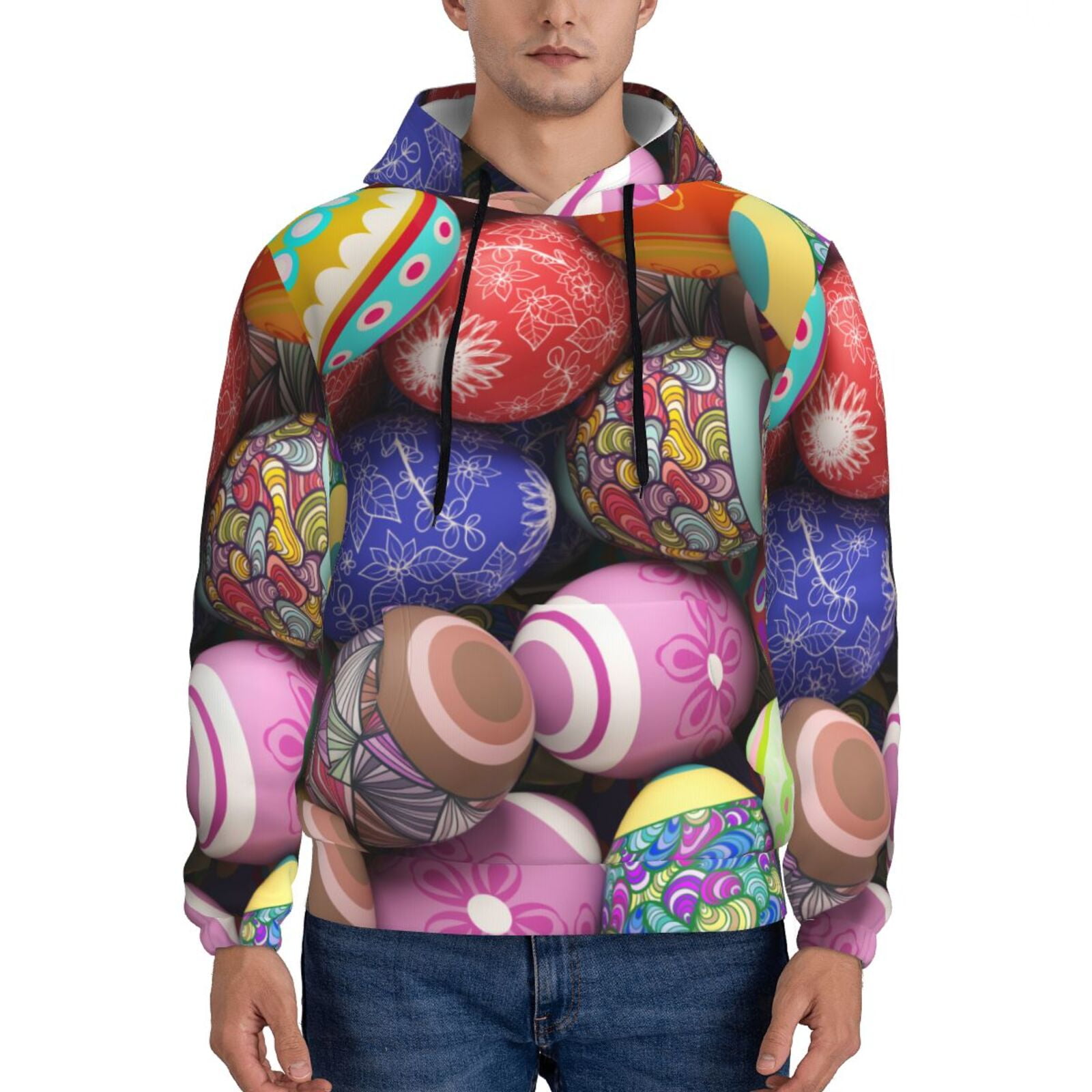Wukai Easter Eggs1 Print Men Hoodies Fleece Sweatshirts Long Sleeve ...