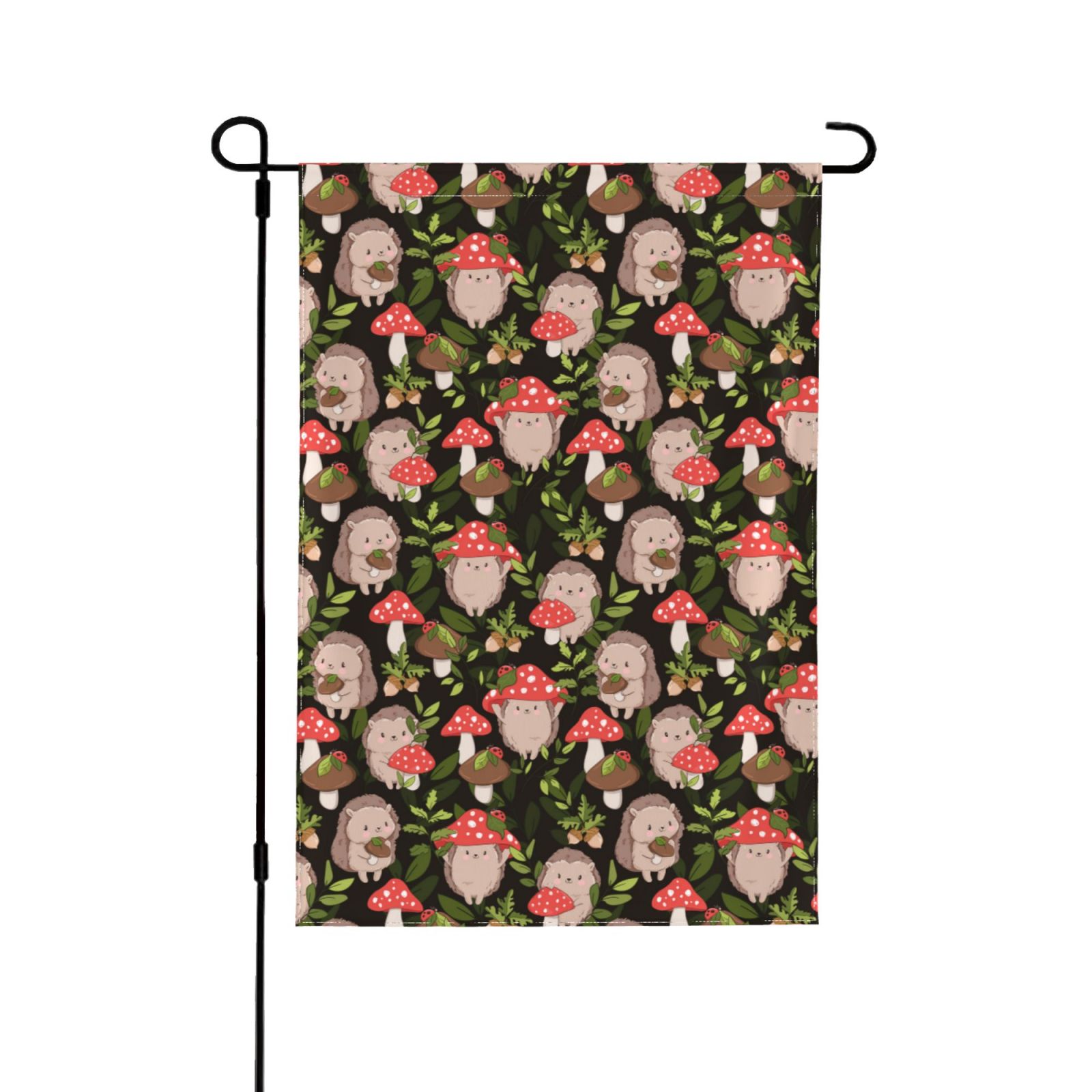 Wukai Edgehog and Mushrooms Garden Flags Double Sided Welcome Garden ...