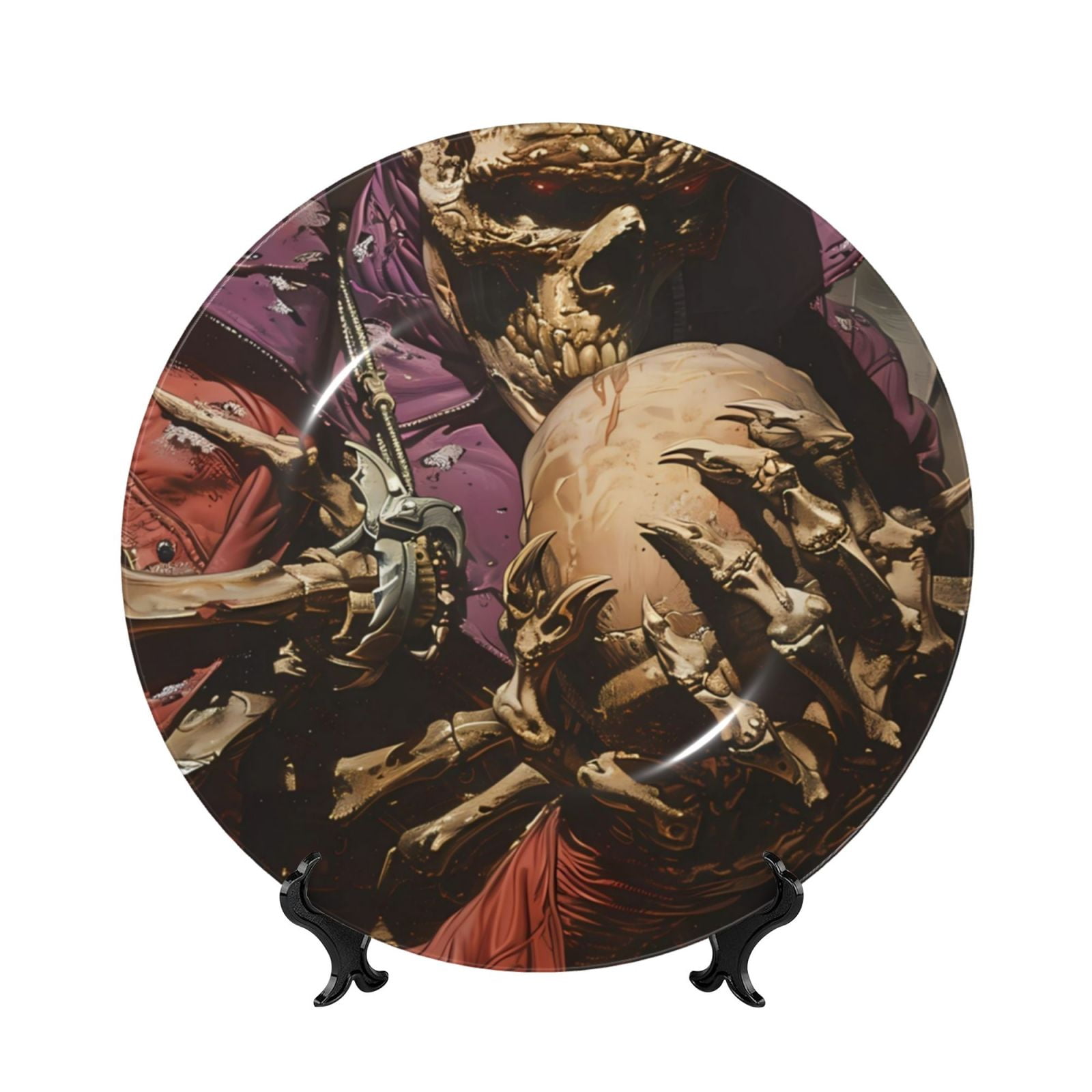 Wukai Eerie Skull Holding Another Print Decorative Plate for Display ...