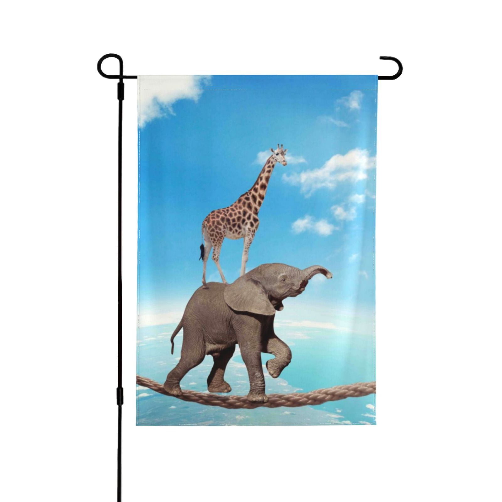 Wukai Elephant Giraffe Garden Flags Double Sided Welcome Garden Yard ...
