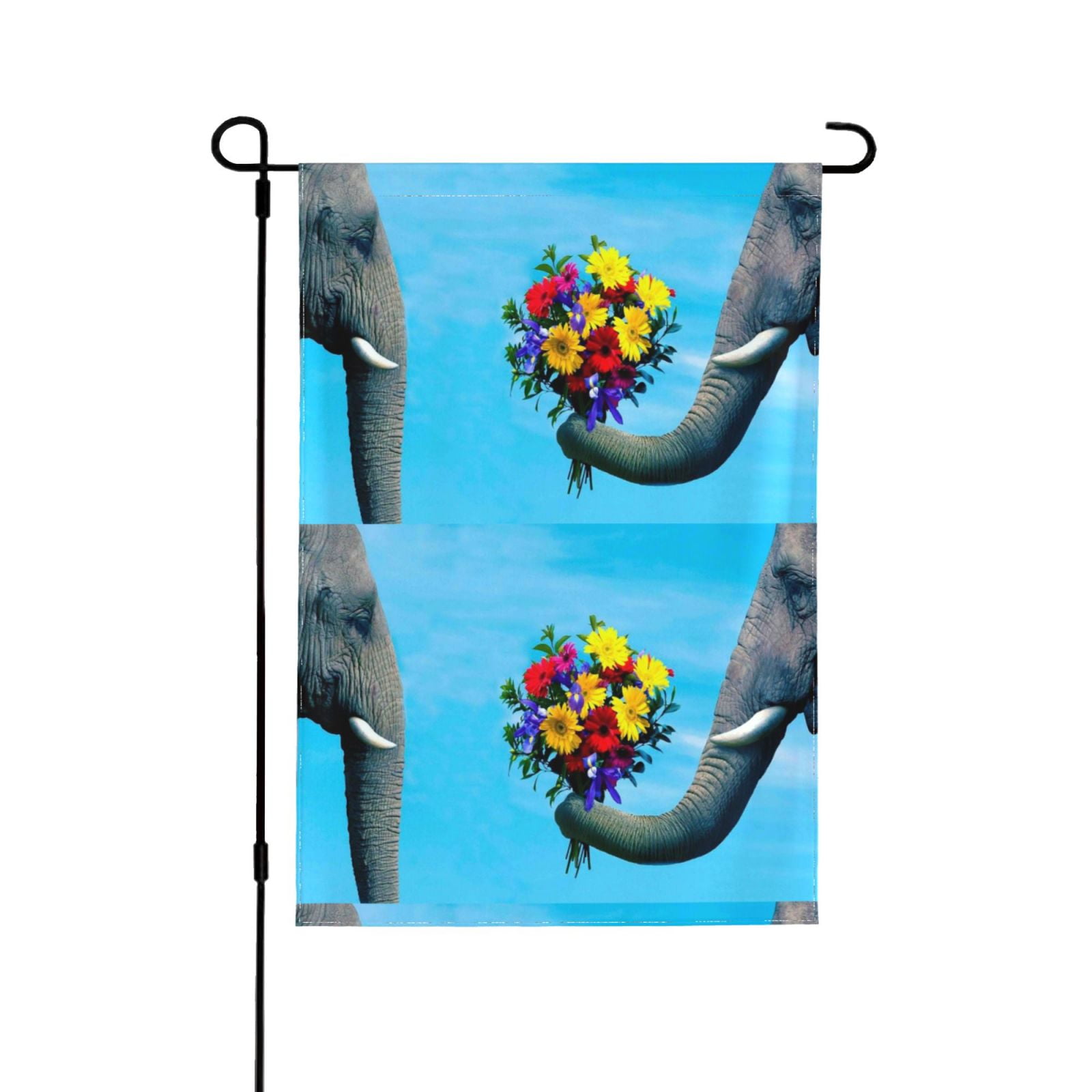 Wukai Elephant Trunk Couple Flowers Garden Flags Double Sided Welcome ...
