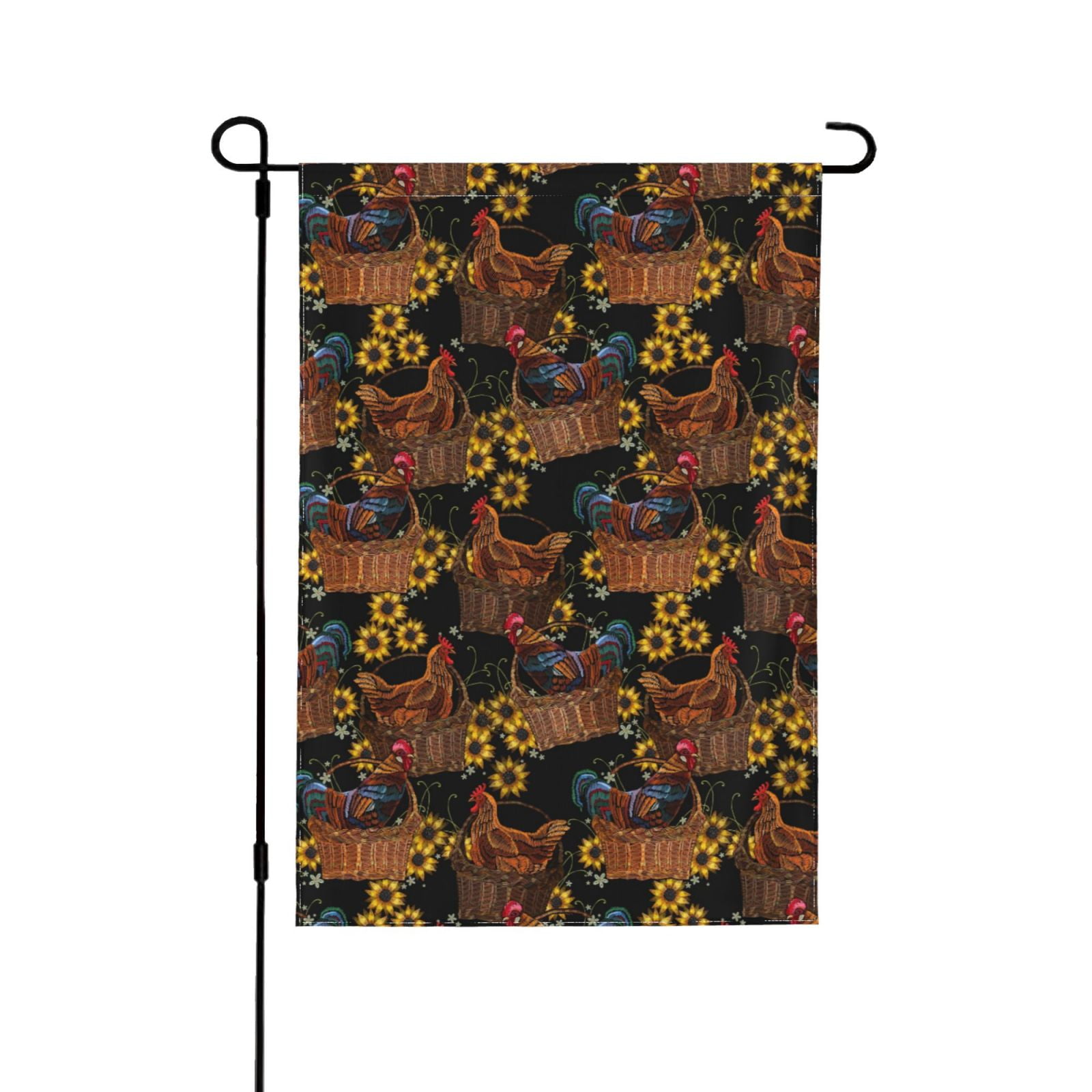 Wukai Embroidery Chicken Rooster And Sunflowers Garden Flags Double ...