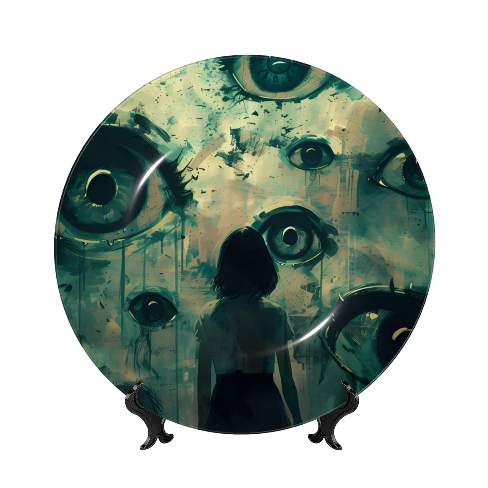 Wukai Eyes Watching In The Dark Print Decorative Plate for Display,Bone ...