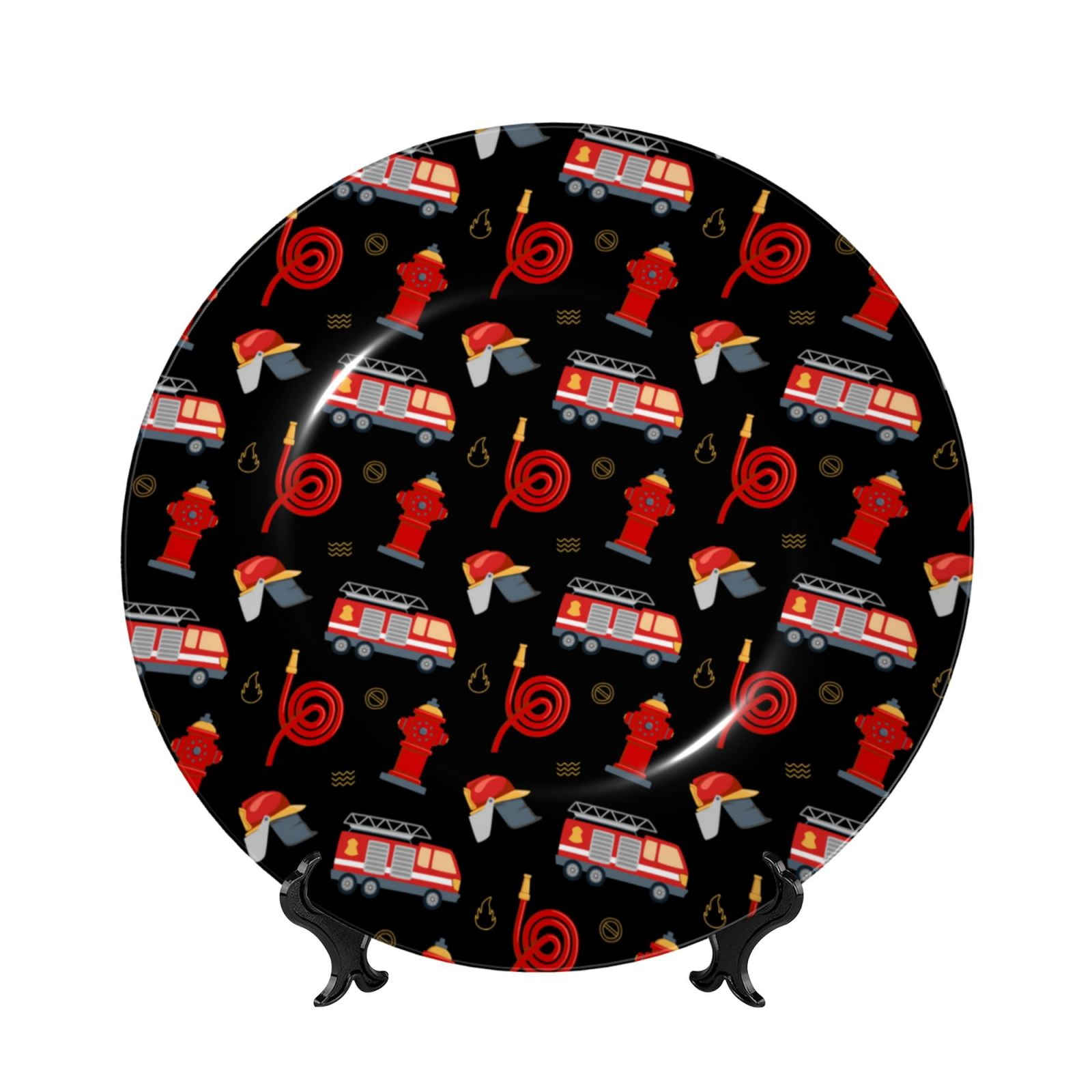 Wukai Fire Fighting Print Decorative Plate for Display,Bone China ...