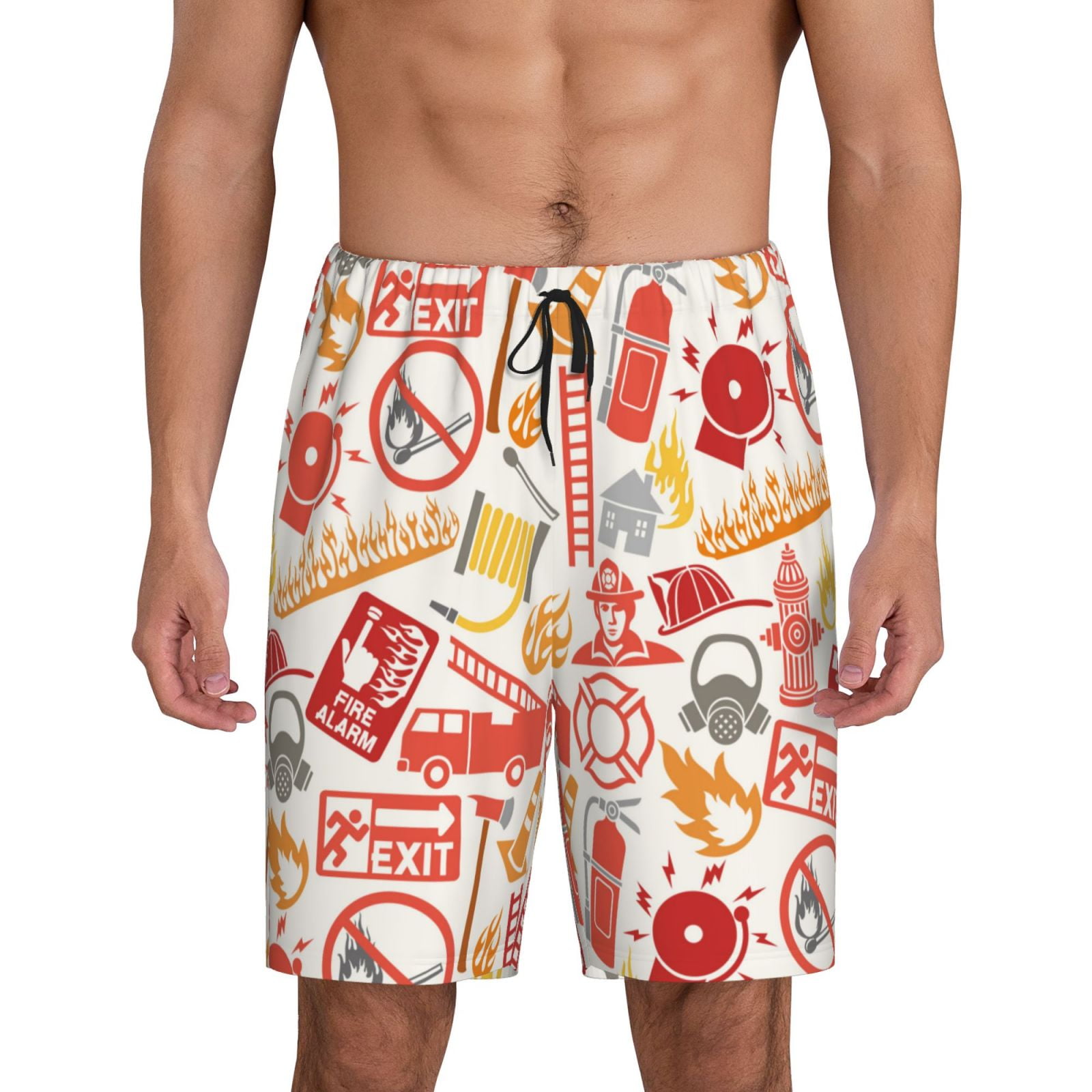 Wukai Firefighter Icons Men’s Short Pajama Pants With Pockets Soft ...