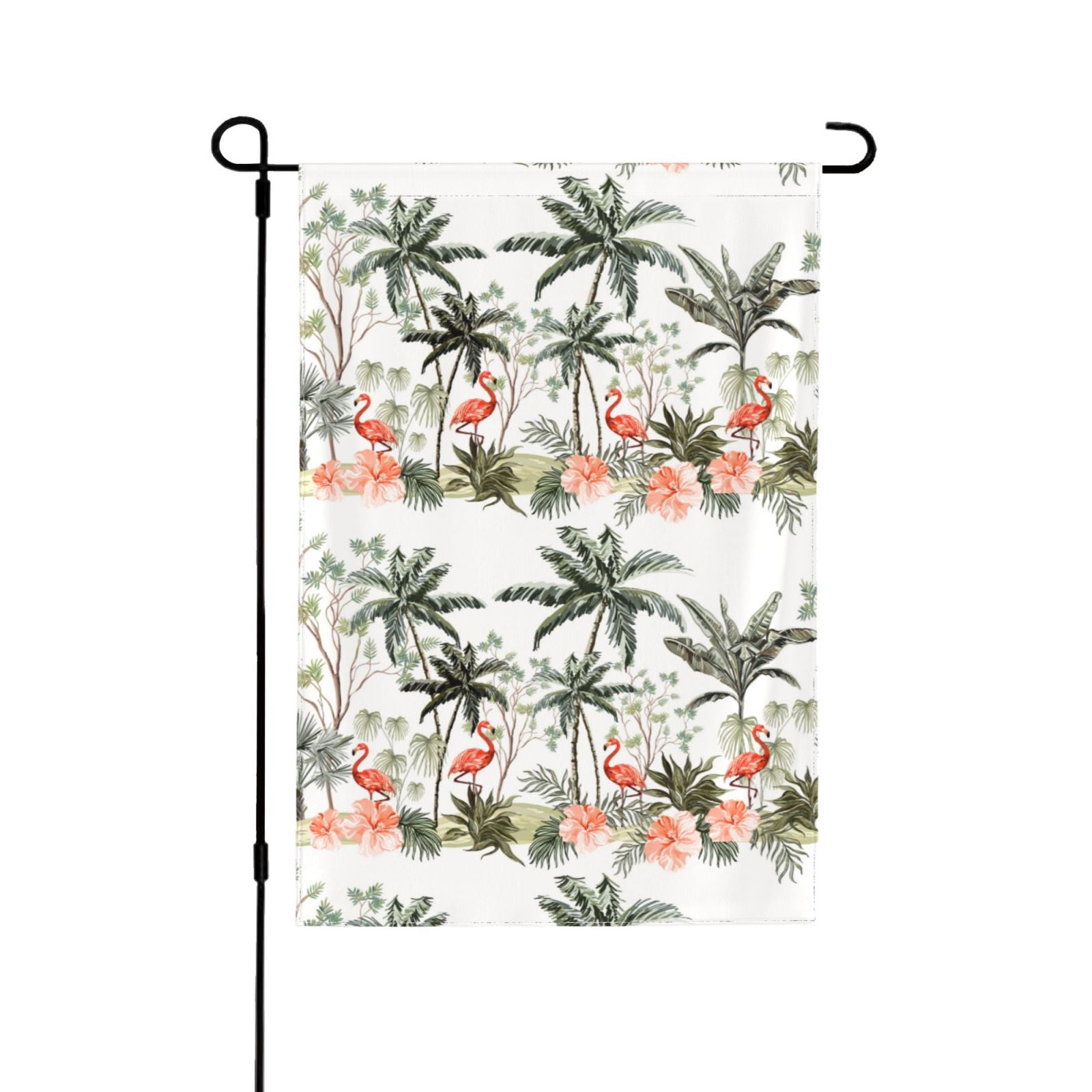 Wukai Flamingo Palm Trees Garden Flags Double Sided Welcome Garden Yard ...