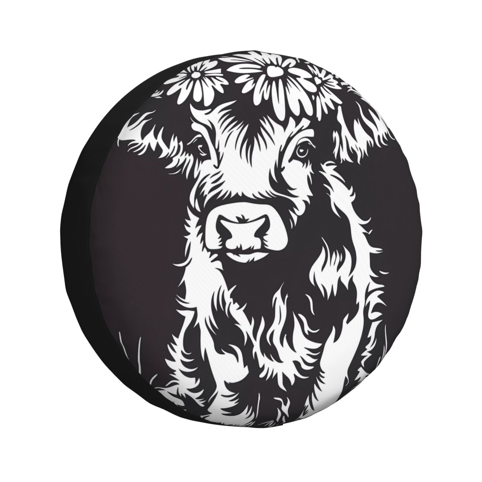 Wukai Floral Cow Silhouette Print Spare Tire Cover for RV Trailer ...