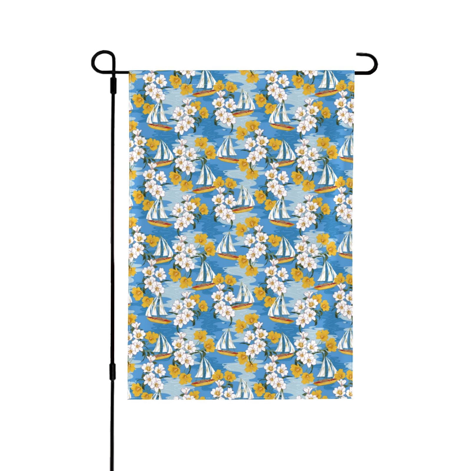 Wukai Flower and Sail Boat Garden Flags Double Sided Welcome Garden ...