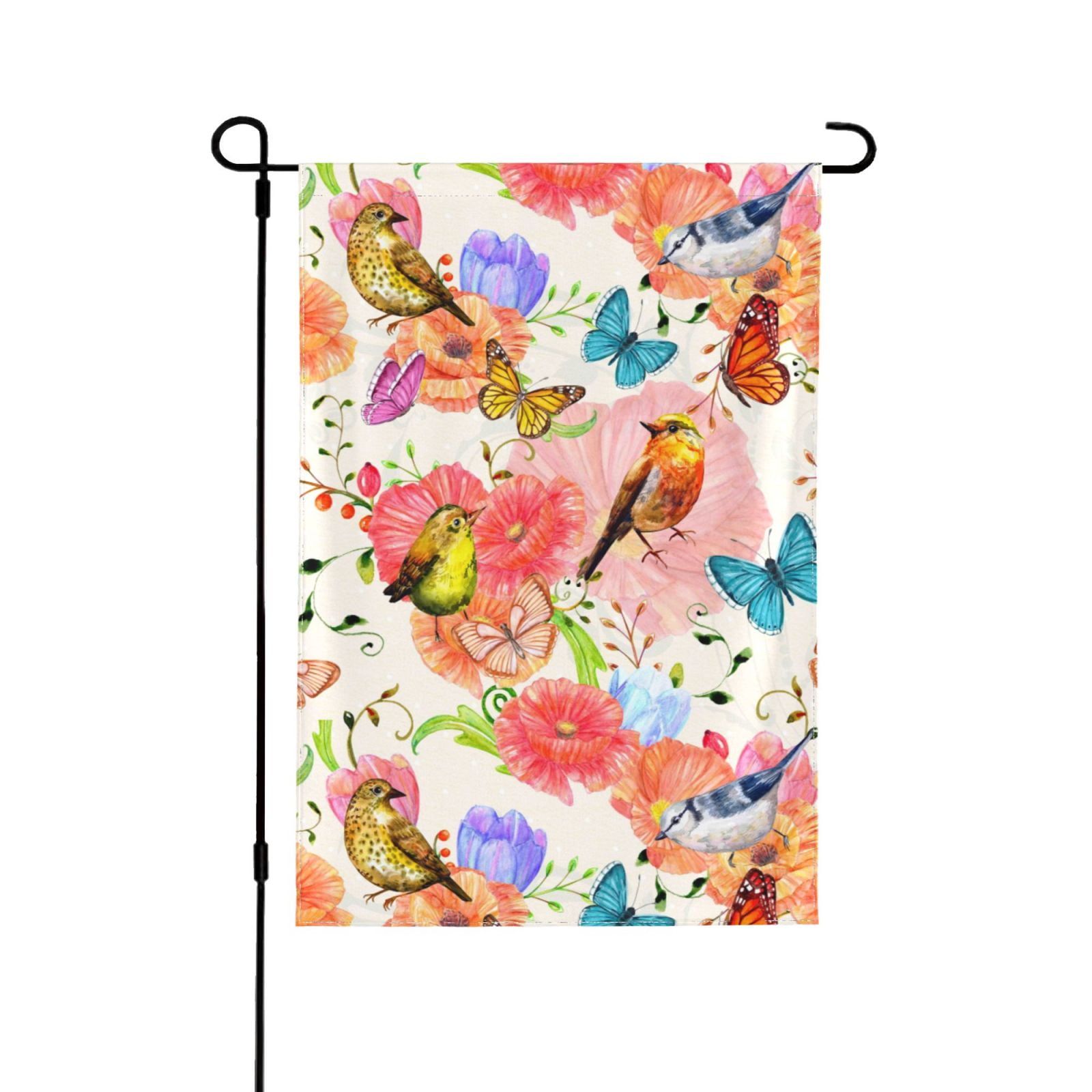 Wukai Flowers And Birds Watercolor Garden Flags Double Sided Welcome ...