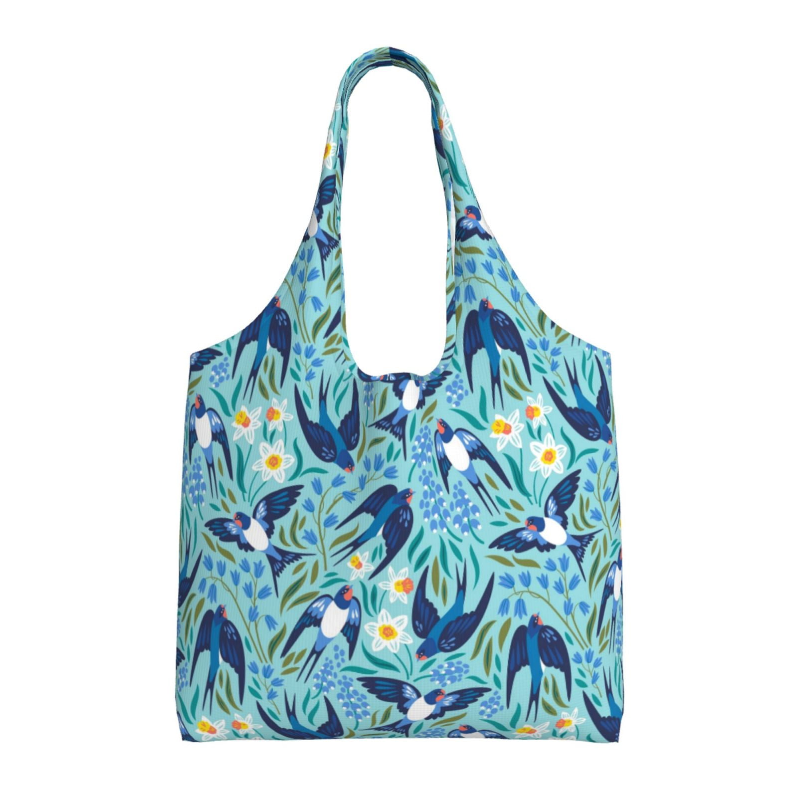 Wukai Flying Swallows Sturdy and Stylish Reusable Canvas Tote Bag: Eco ...