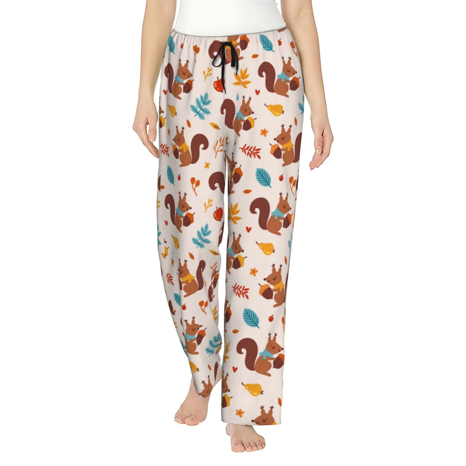 Wukai Forest Squirrel Nuts Women Pajama Pants Comfy Stretch Drawstring ...