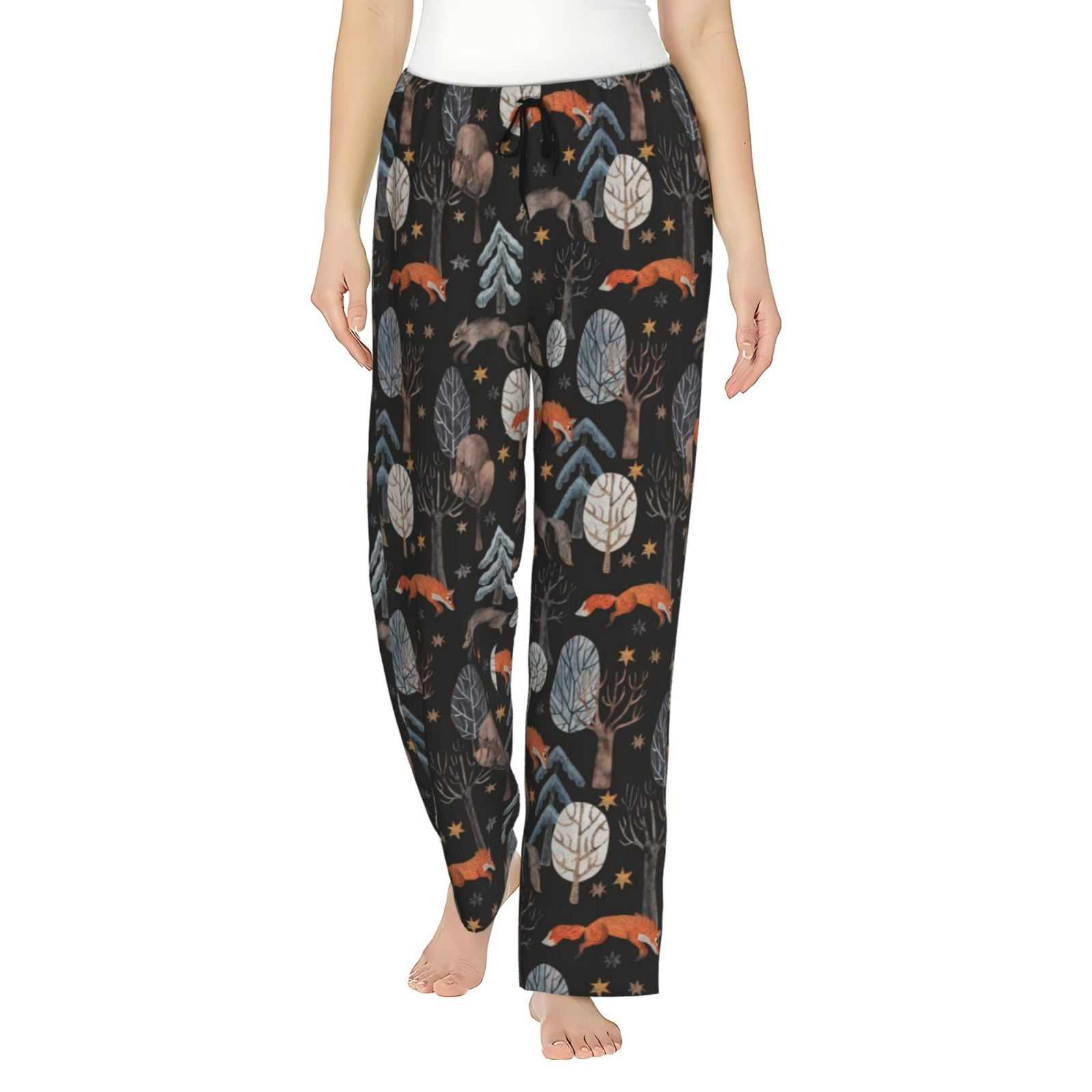 Wukai Fox In The Forest Women Pajama Pants Comfy Stretch Drawstring ...
