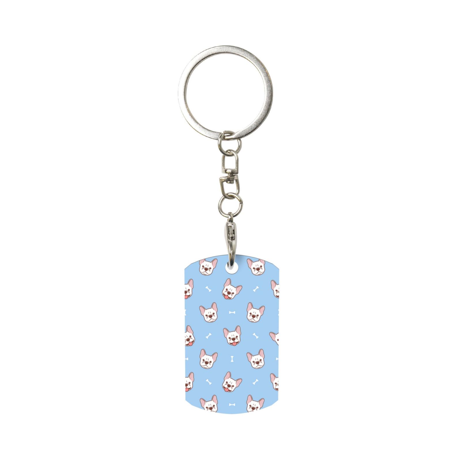 Wukai French Bulldog Head Print Rectangular Metal Keychain: Sleek and ...