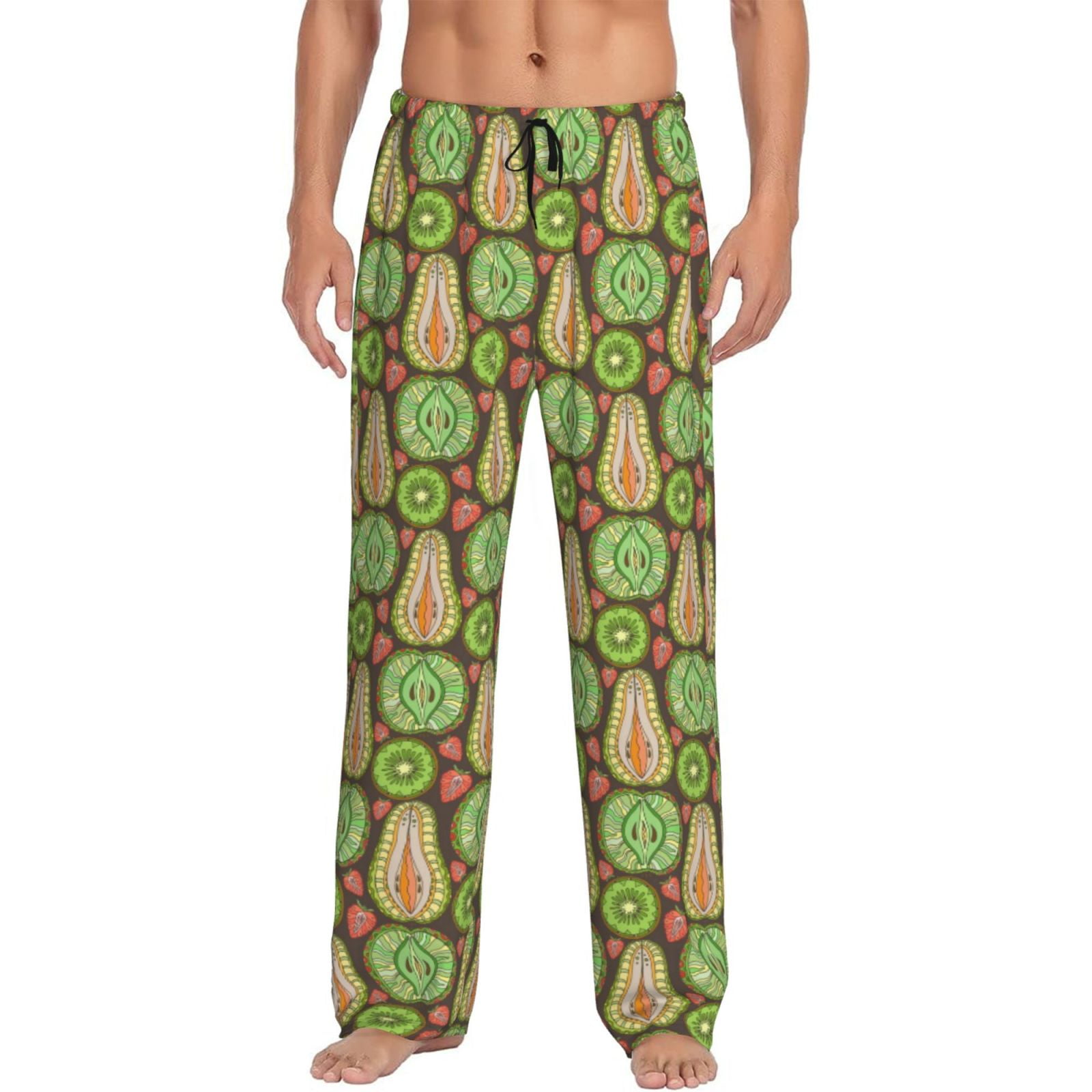 Wukai Fruits 1 Mens PJ Pajama Pants|Sleepwear Plaid PJs with Pockets ...