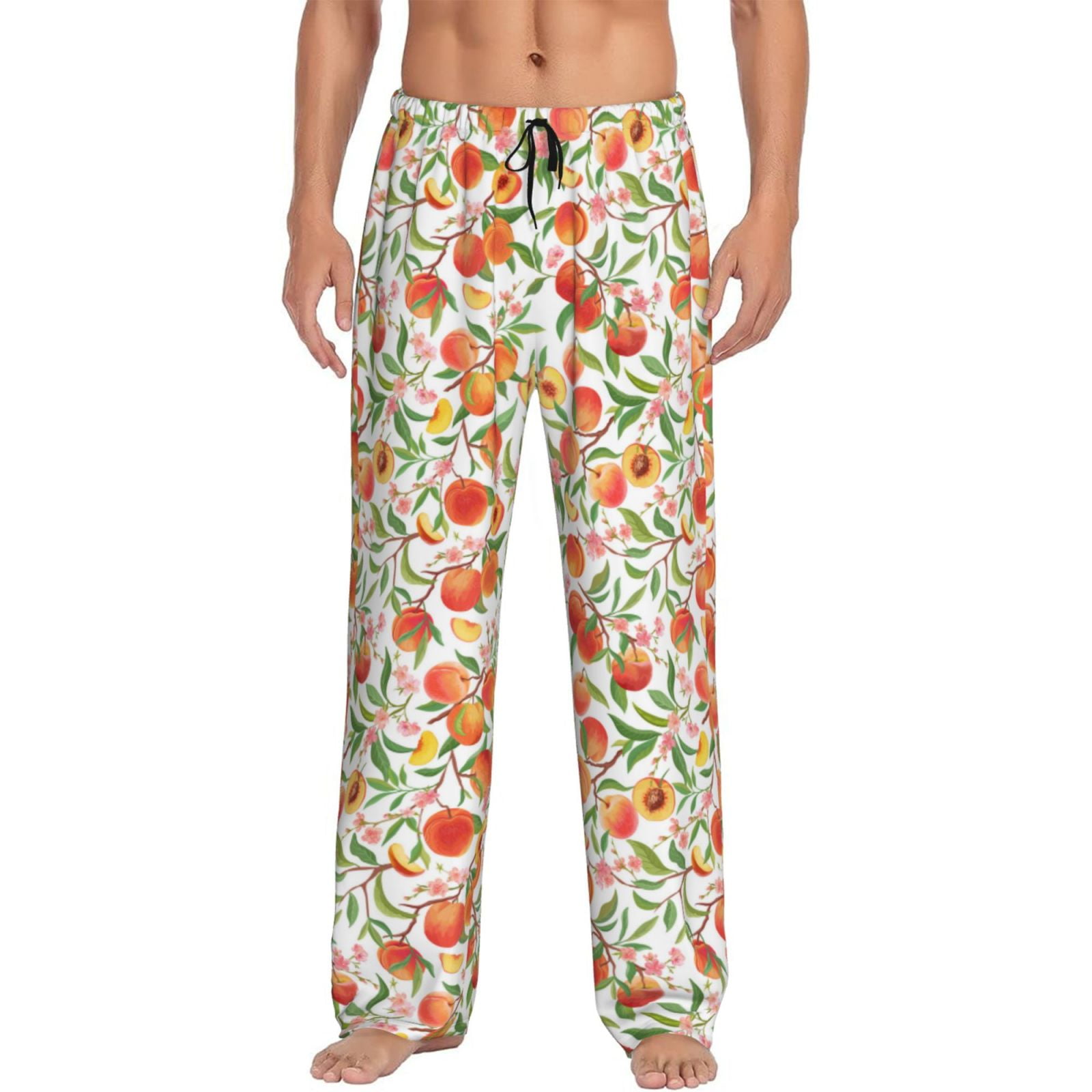Wukai Fruits Peach2 Mens PJ Pajama Pants|Sleepwear Plaid PJs with ...