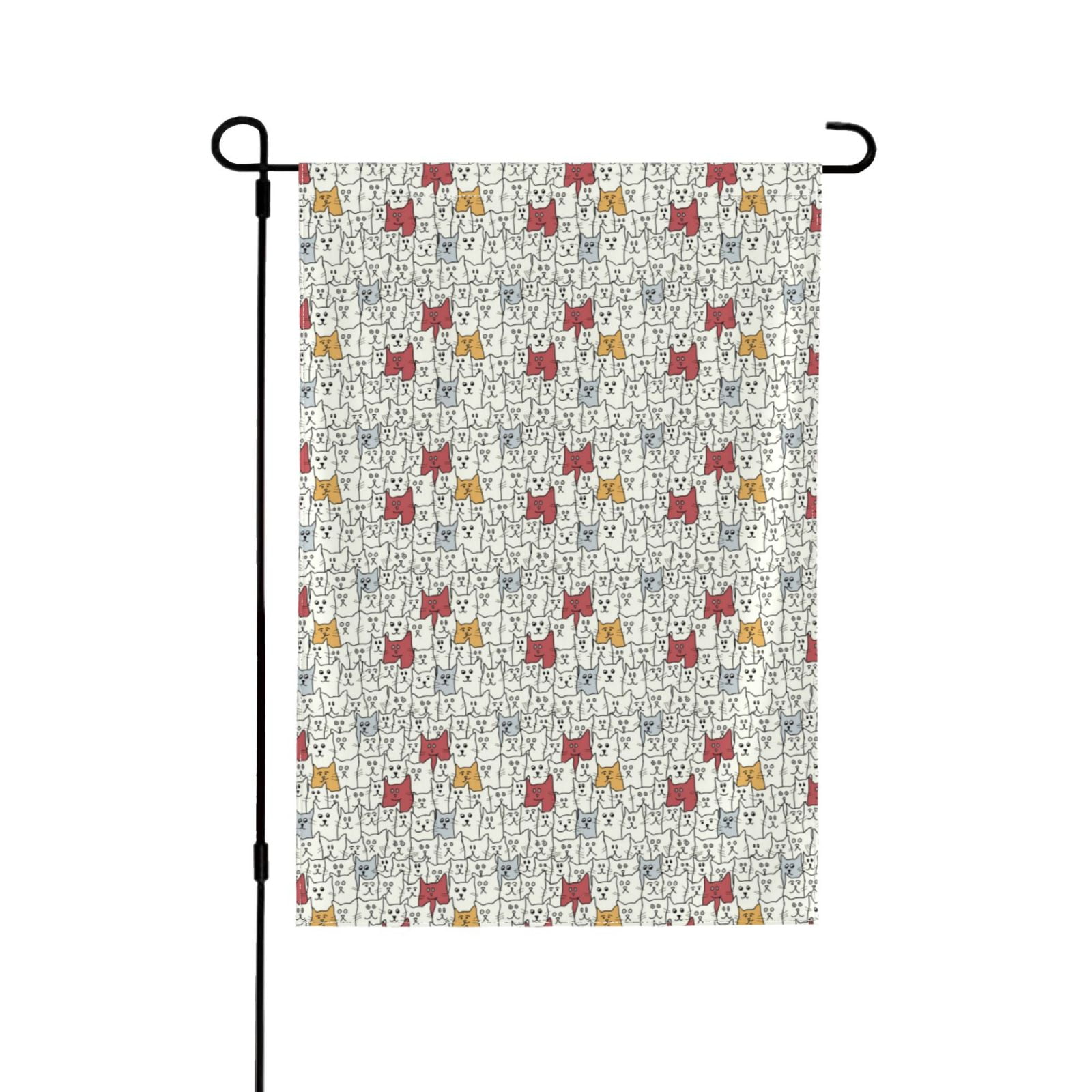 Wukai Funny Cat White Garden Flags Double Sided Welcome Garden Yard ...