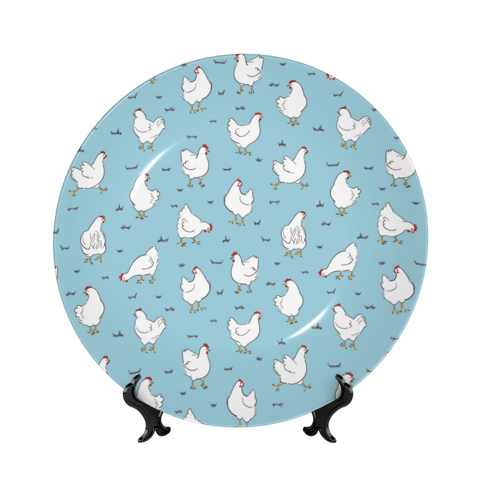Wukai Funny Chicken Print Decorative Plate for Display,Bone China ...