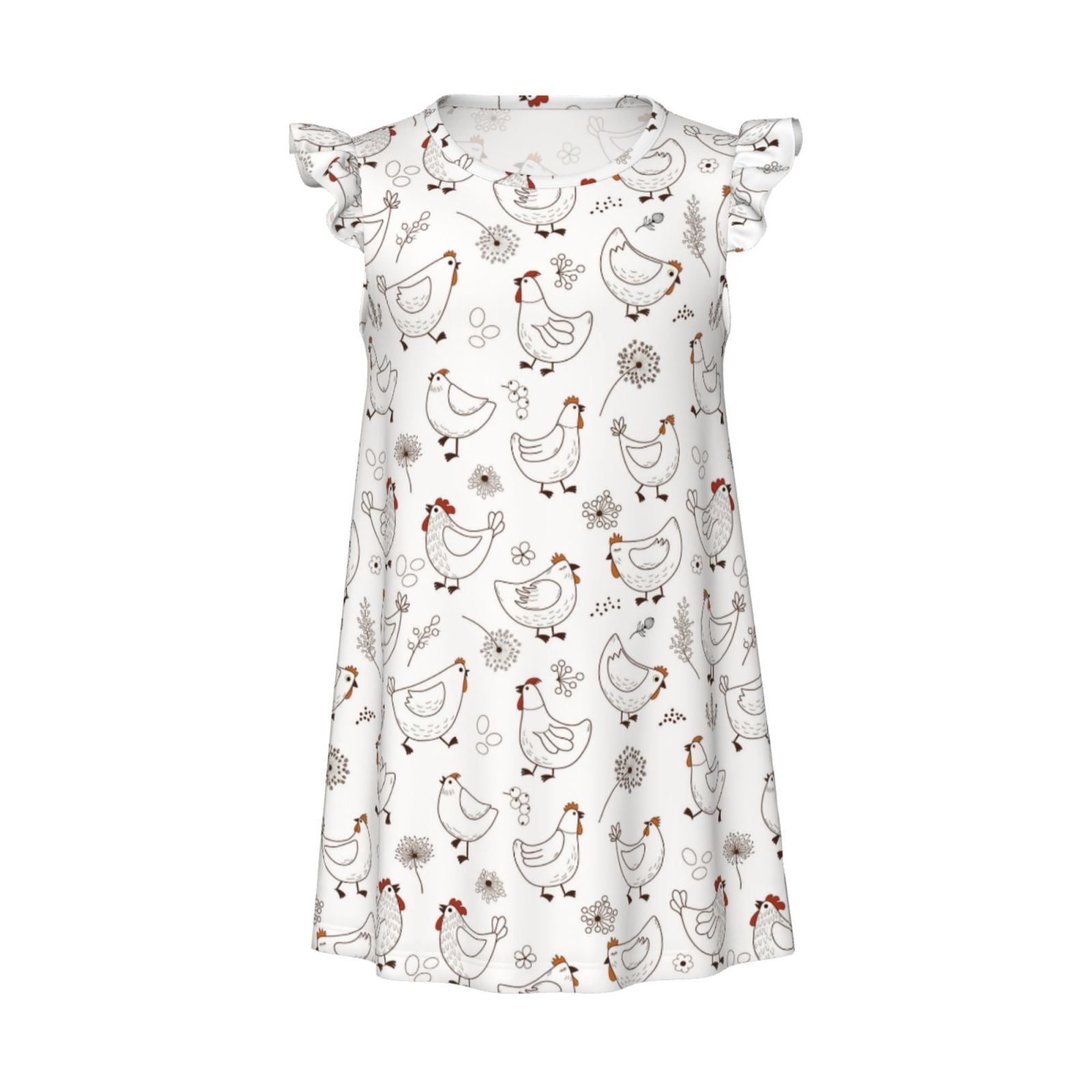 Wukai Funny Chicken Print Girls Nightgowns Pajamas Dress,Soft & Cute ...