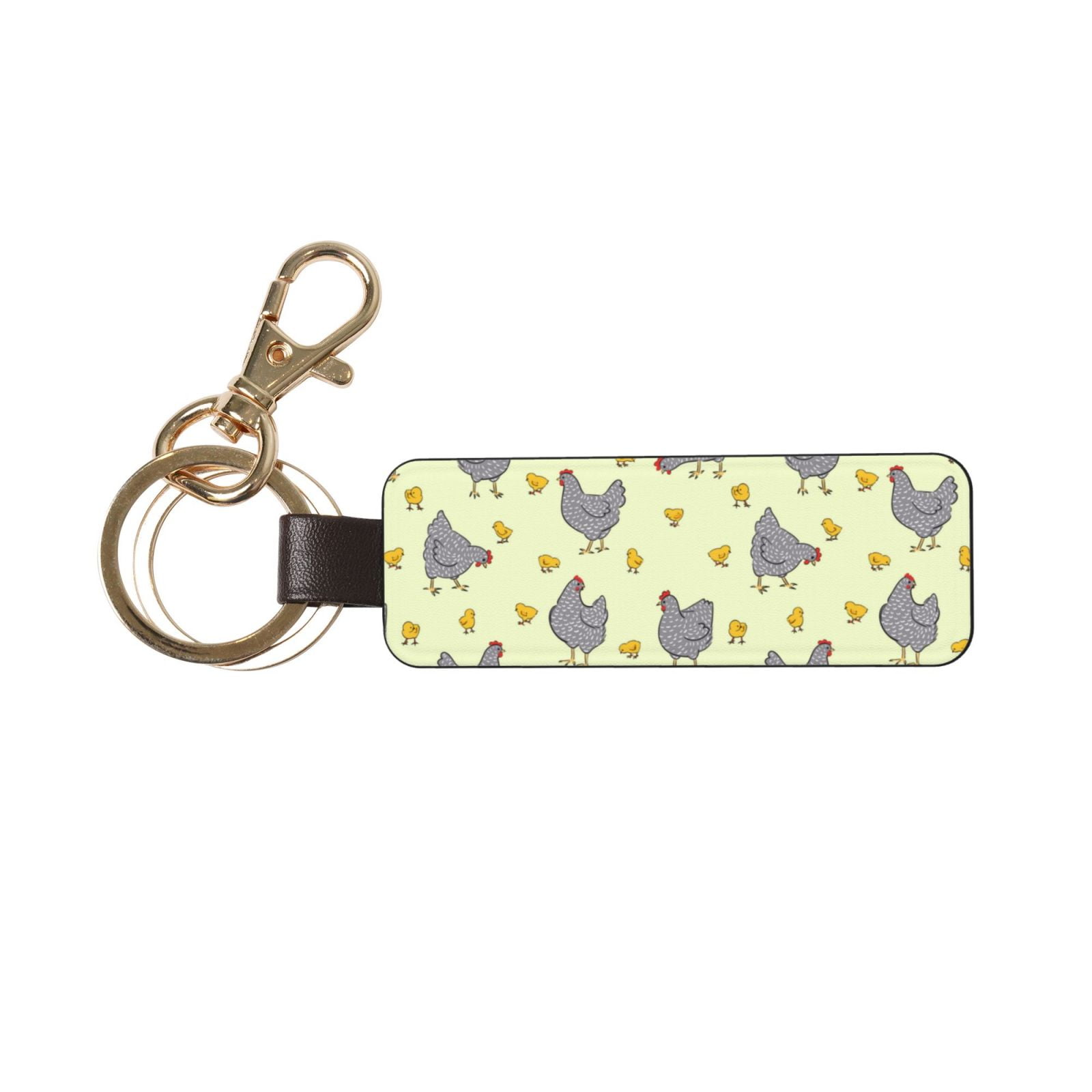 Wukai Funny Chicken Print Leather Car Keychain, Universal Key Fob ...