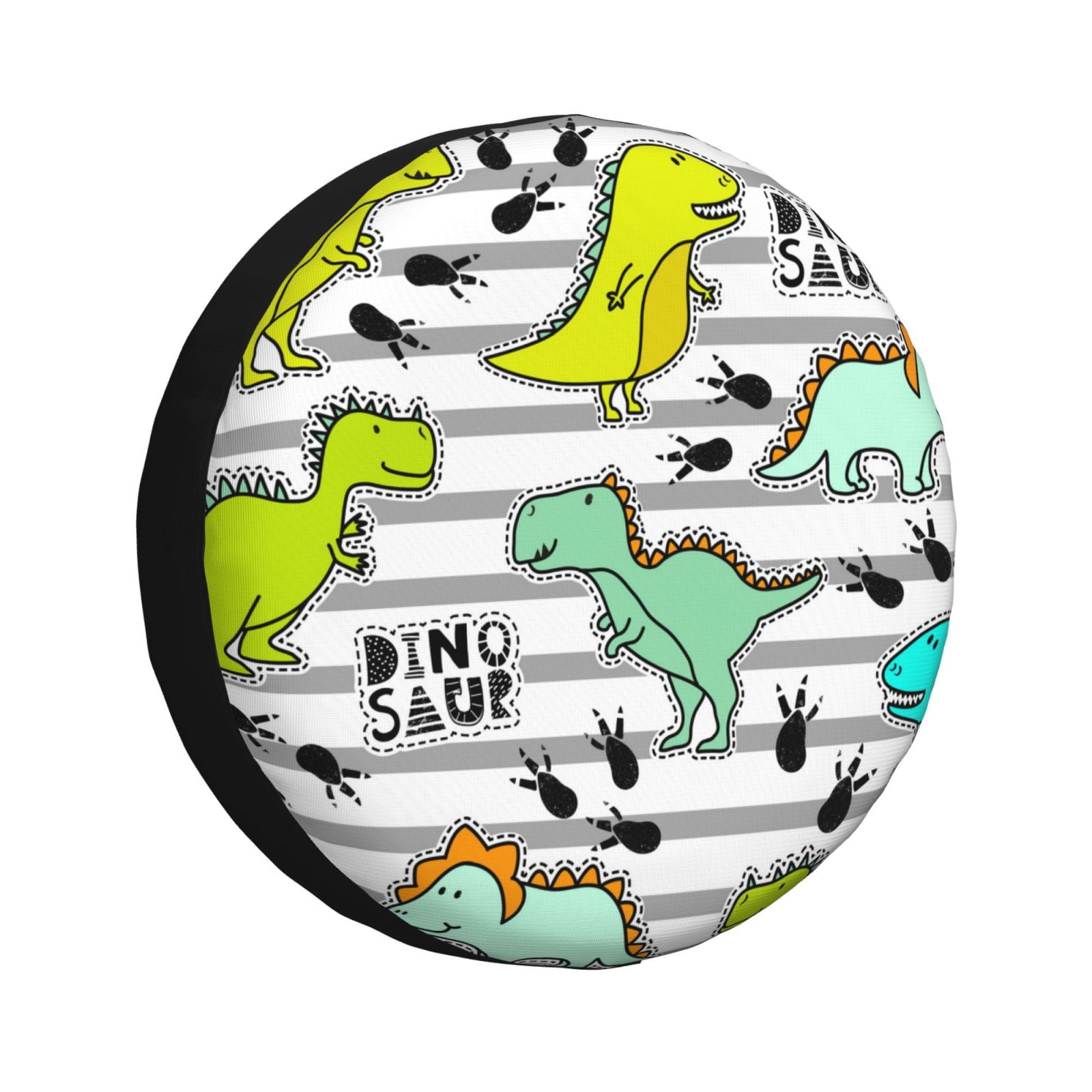 Wukai Funny Dinosaurs on Stripes Print Spare Tire Cover for RV Trailer ...