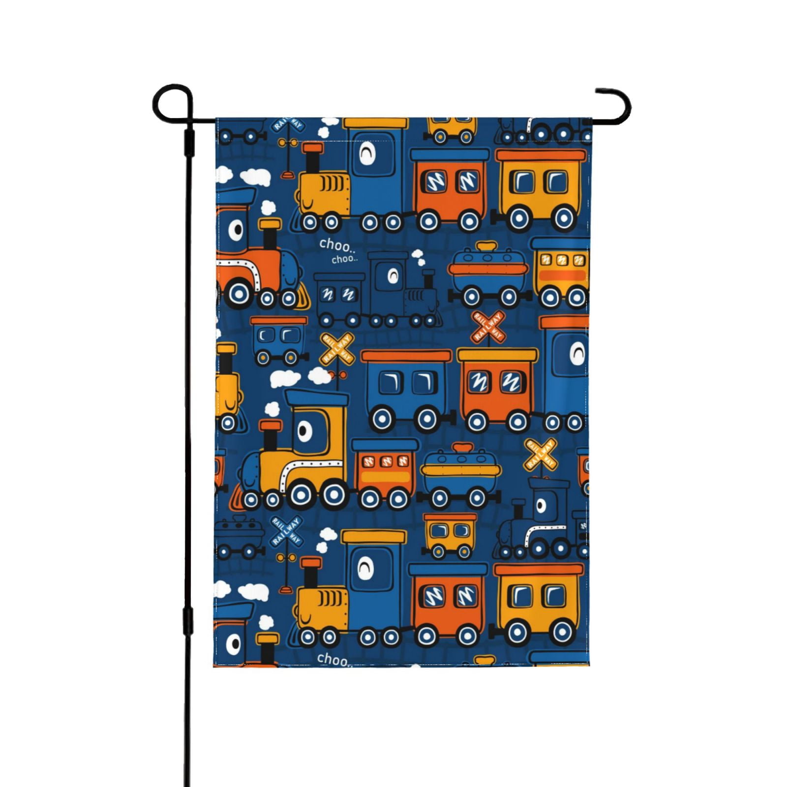 Wukai Funny Steam Train Garden Flags Double Sided Welcome Garden Yard ...