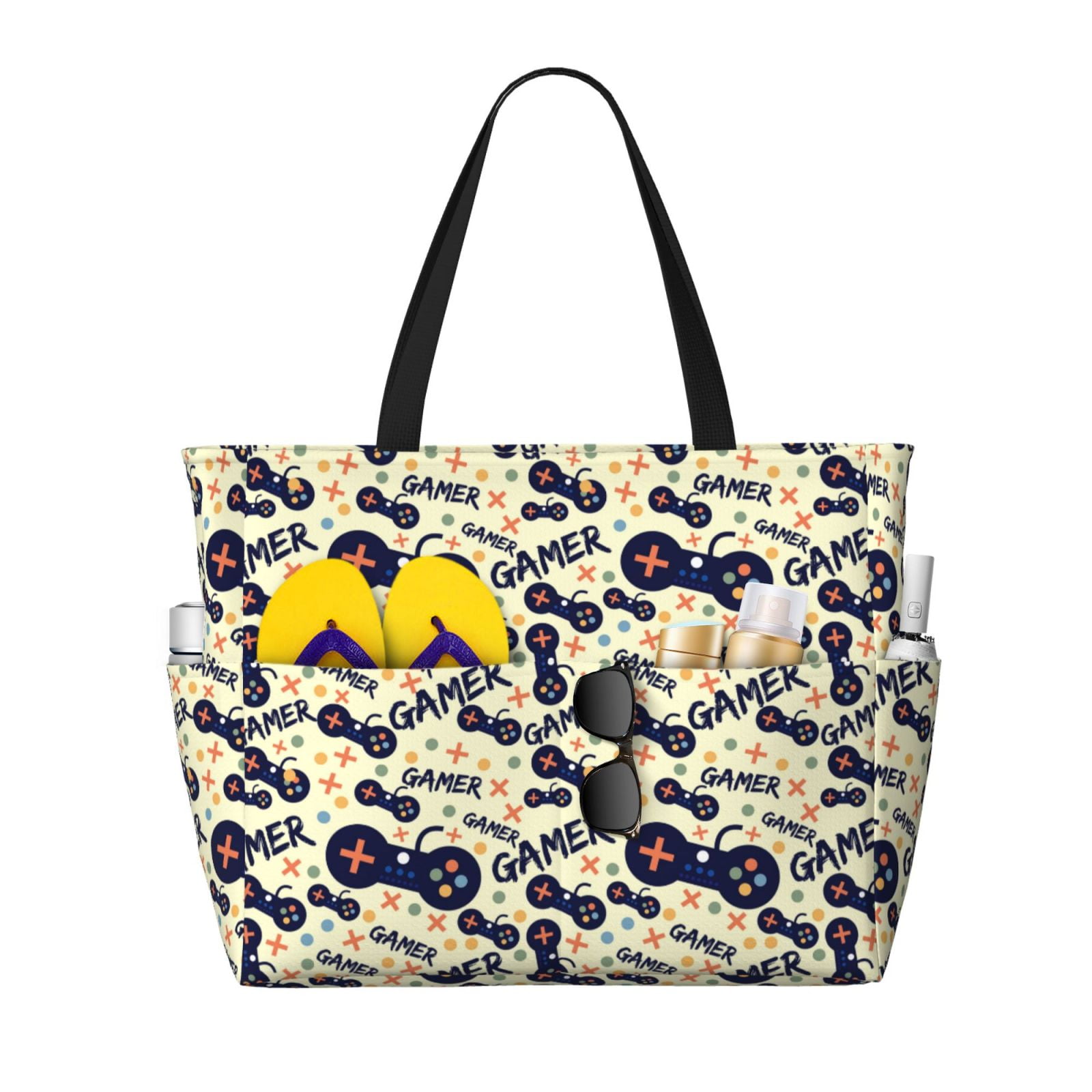 Wukai Game Controller Print Zipper Bag,large Beach Tote Bag,Waterproof ...
