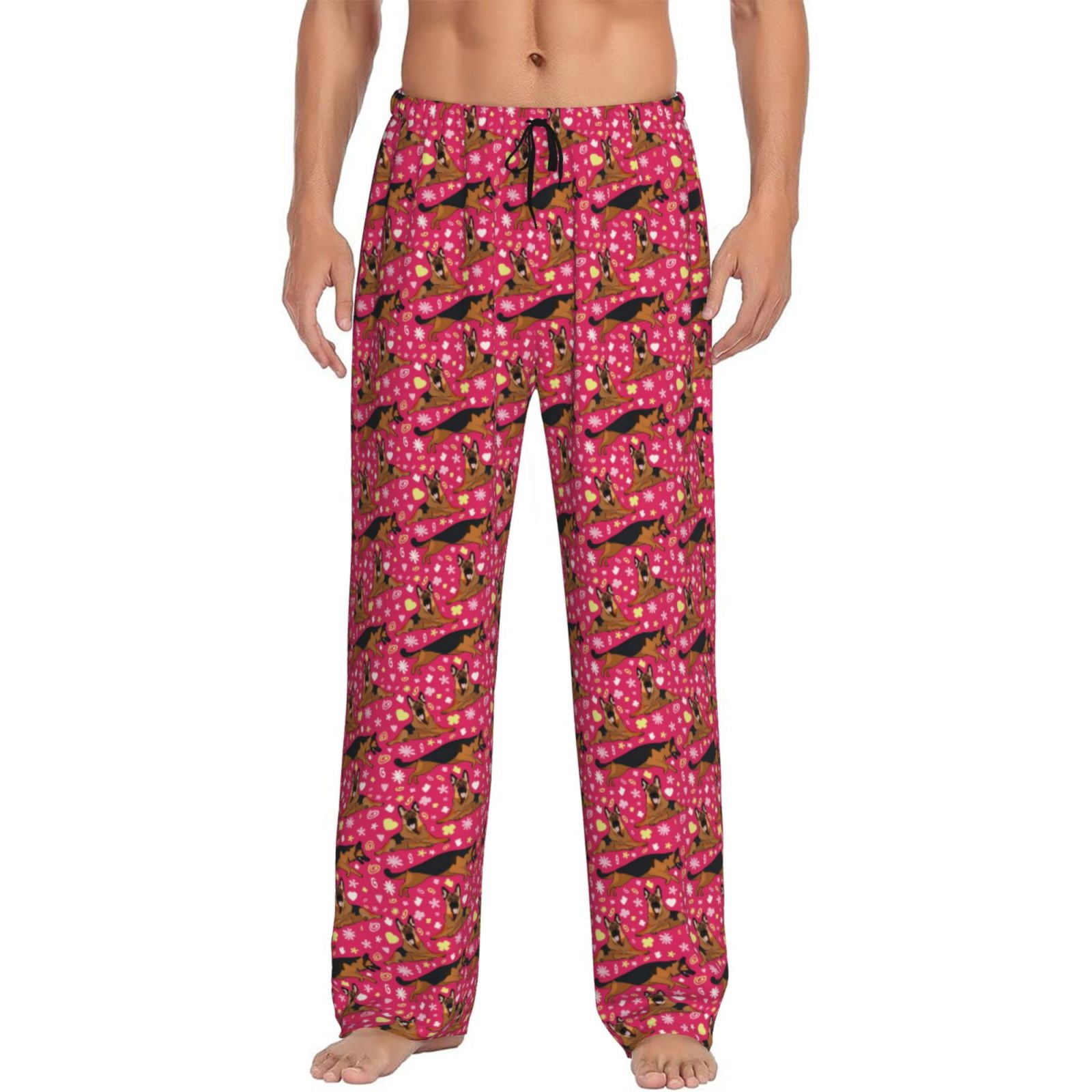 Wukai German Shepherd Dog Mens PJ Pajama Pants|Sleepwear Plaid PJs with ...