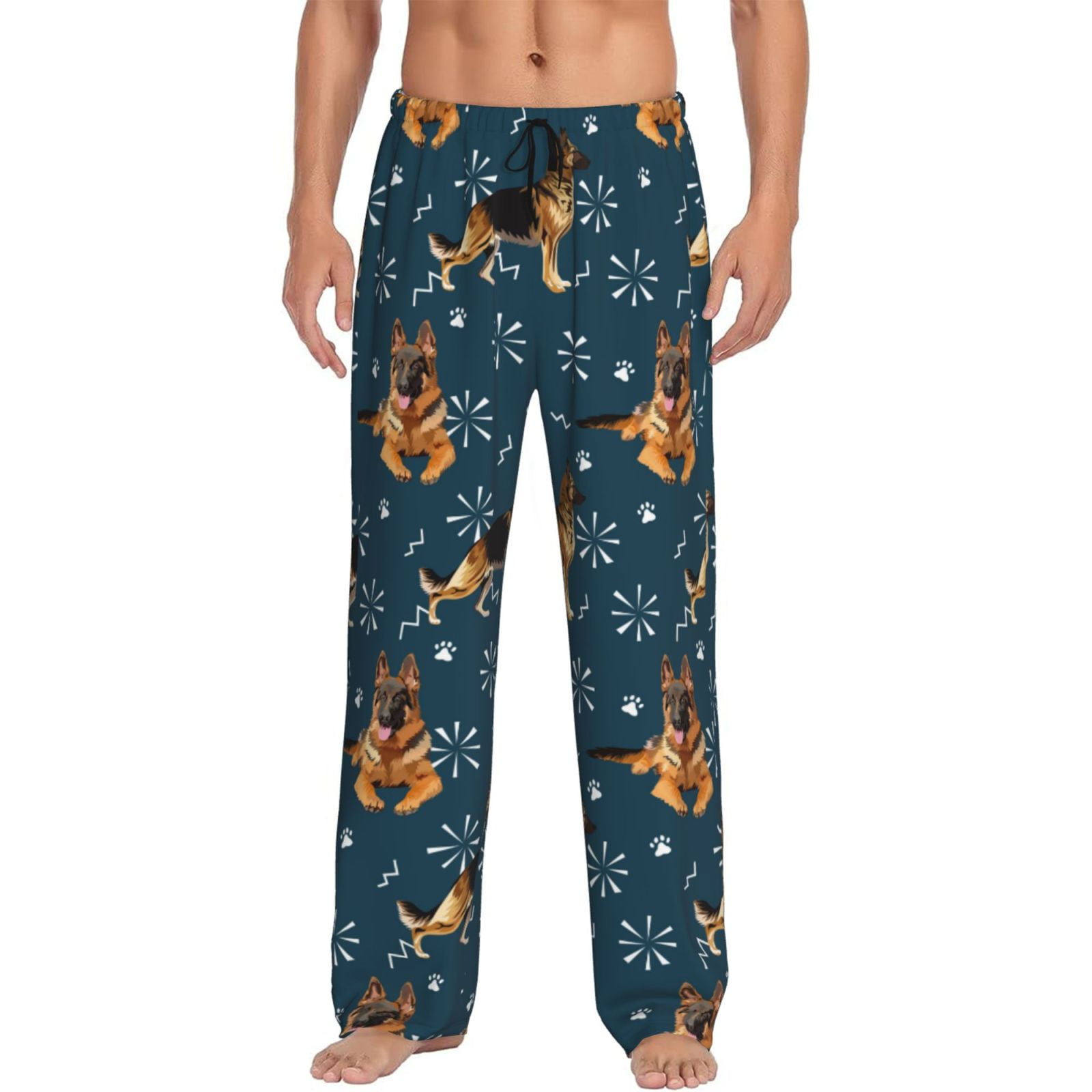Wukai German Shepherd Dog Mens PJ Pajama Pants|Sleepwear Plaid PJs with ...