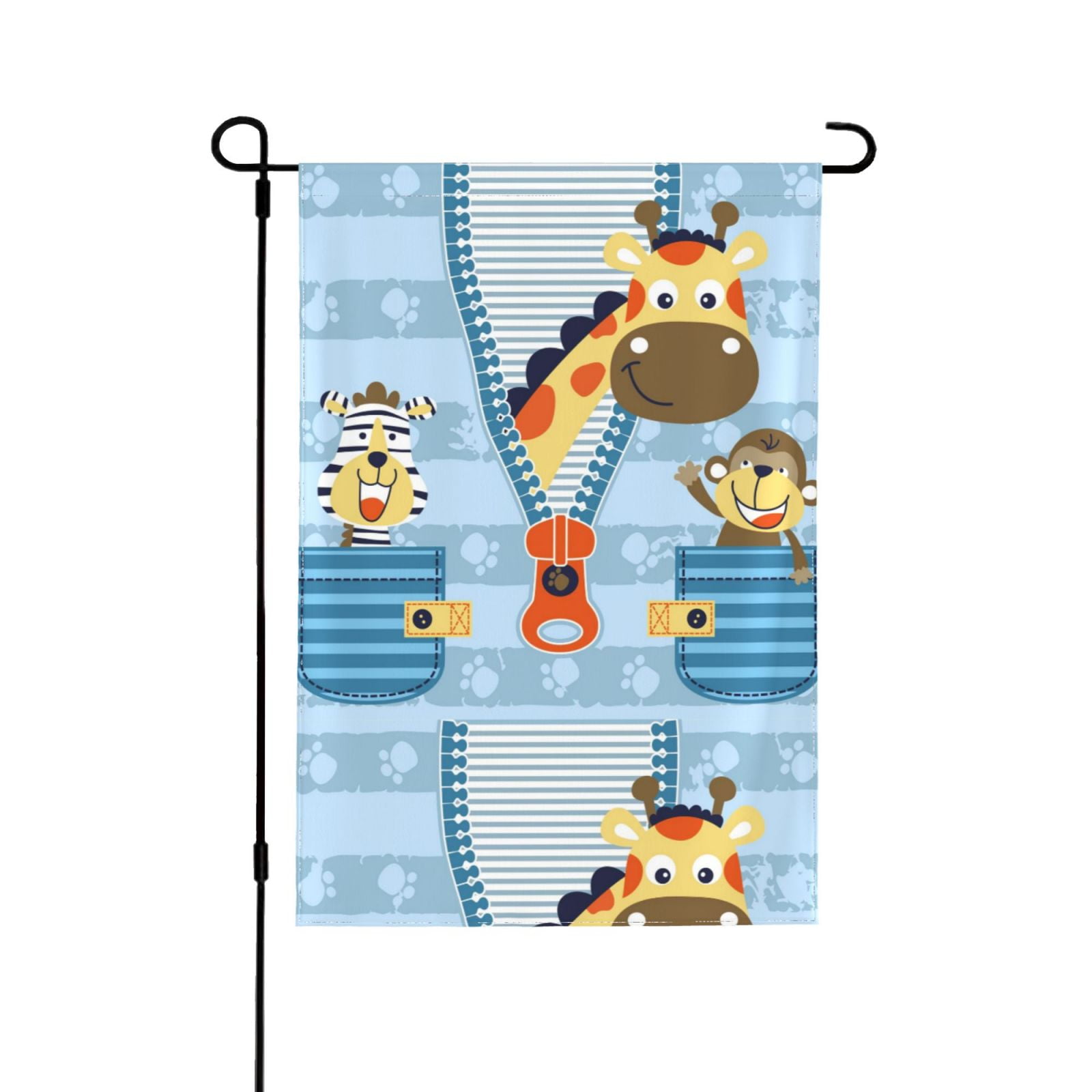 Wukai Giraffe Come Out From Zipper Garden Flags Double Sided Welcome ...