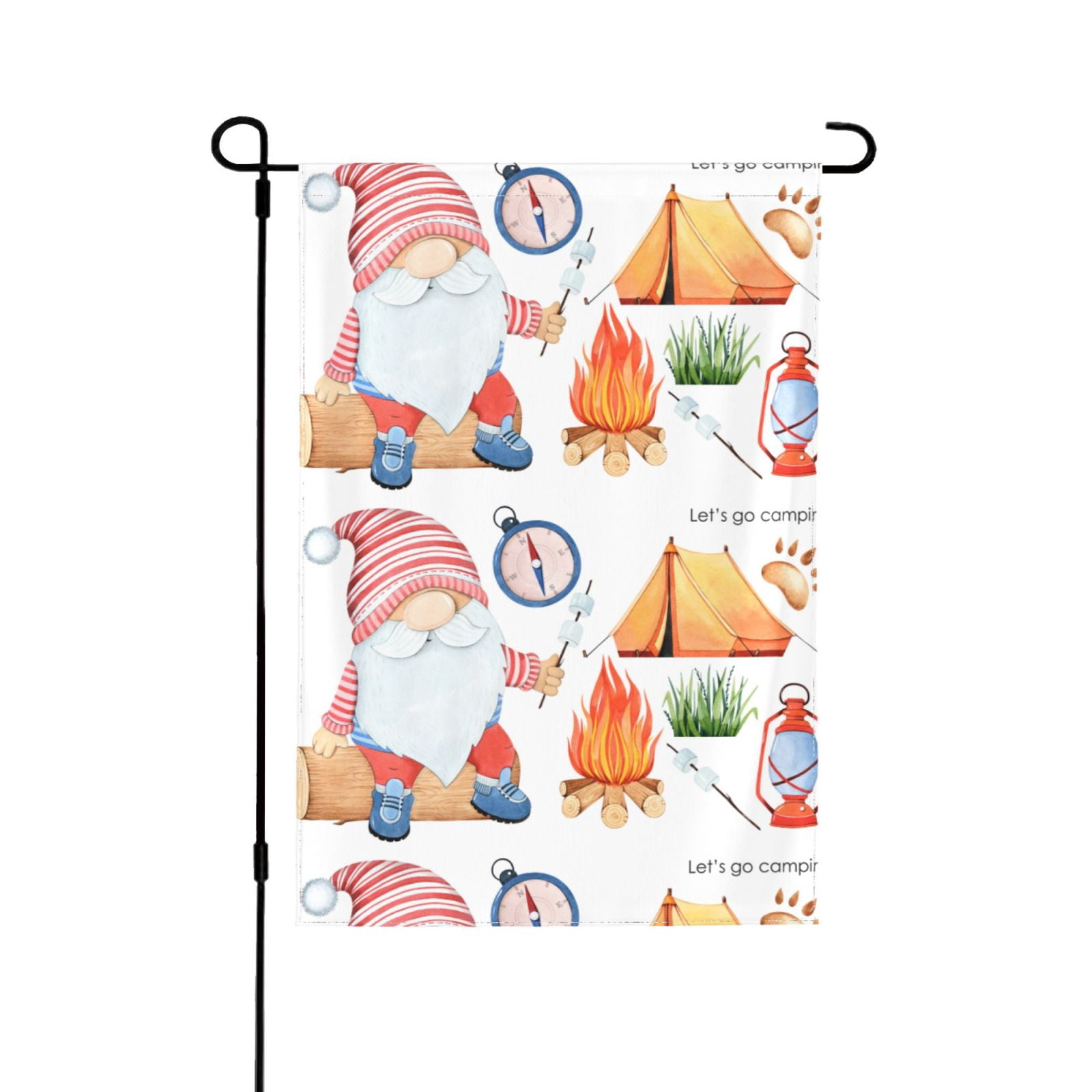Wukai Gnome Camping Garden Flags Double Sided Welcome Garden Yard House ...