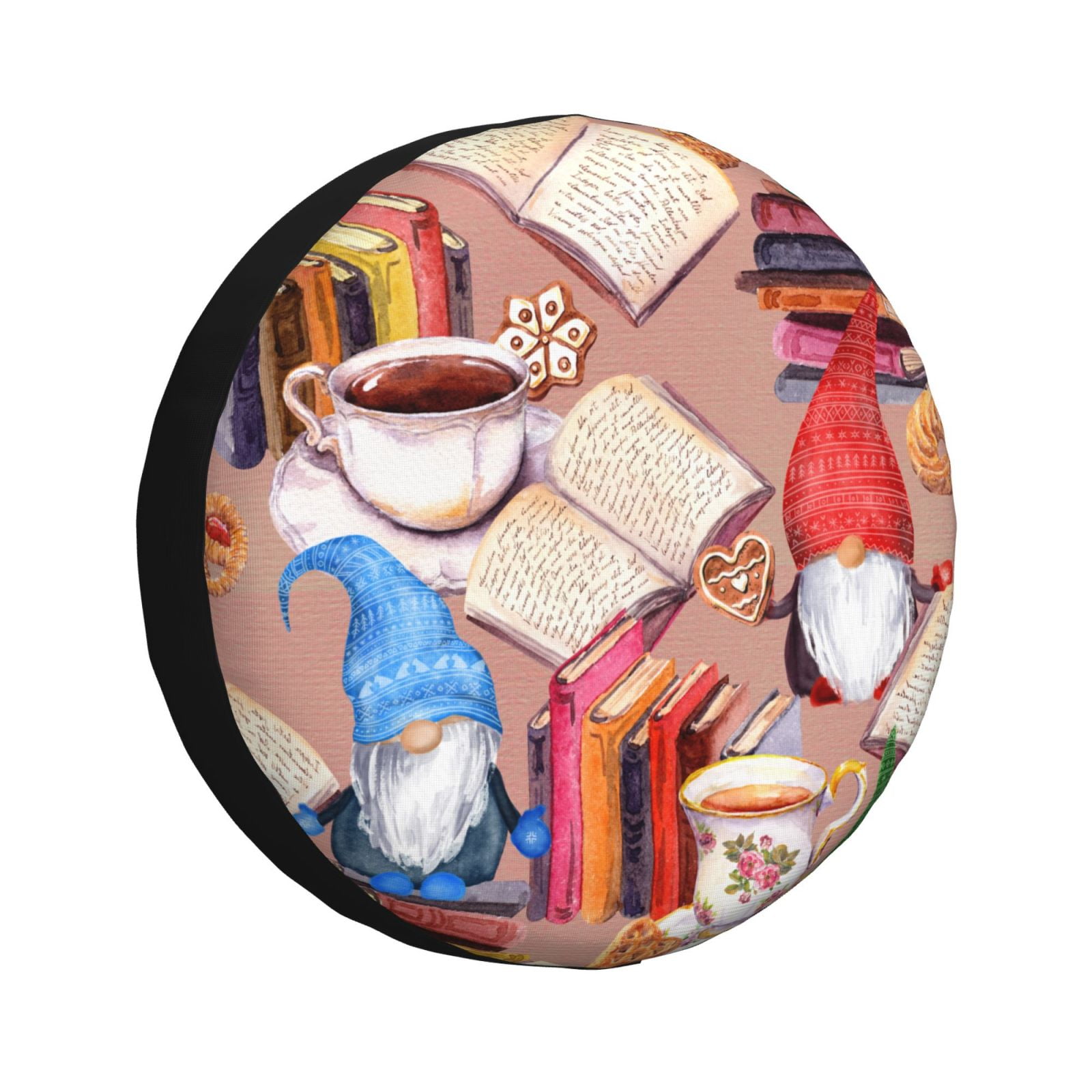 Wukai Gnomes Books Tea Cups Print Spare Tire Cover for RV Trailer ...