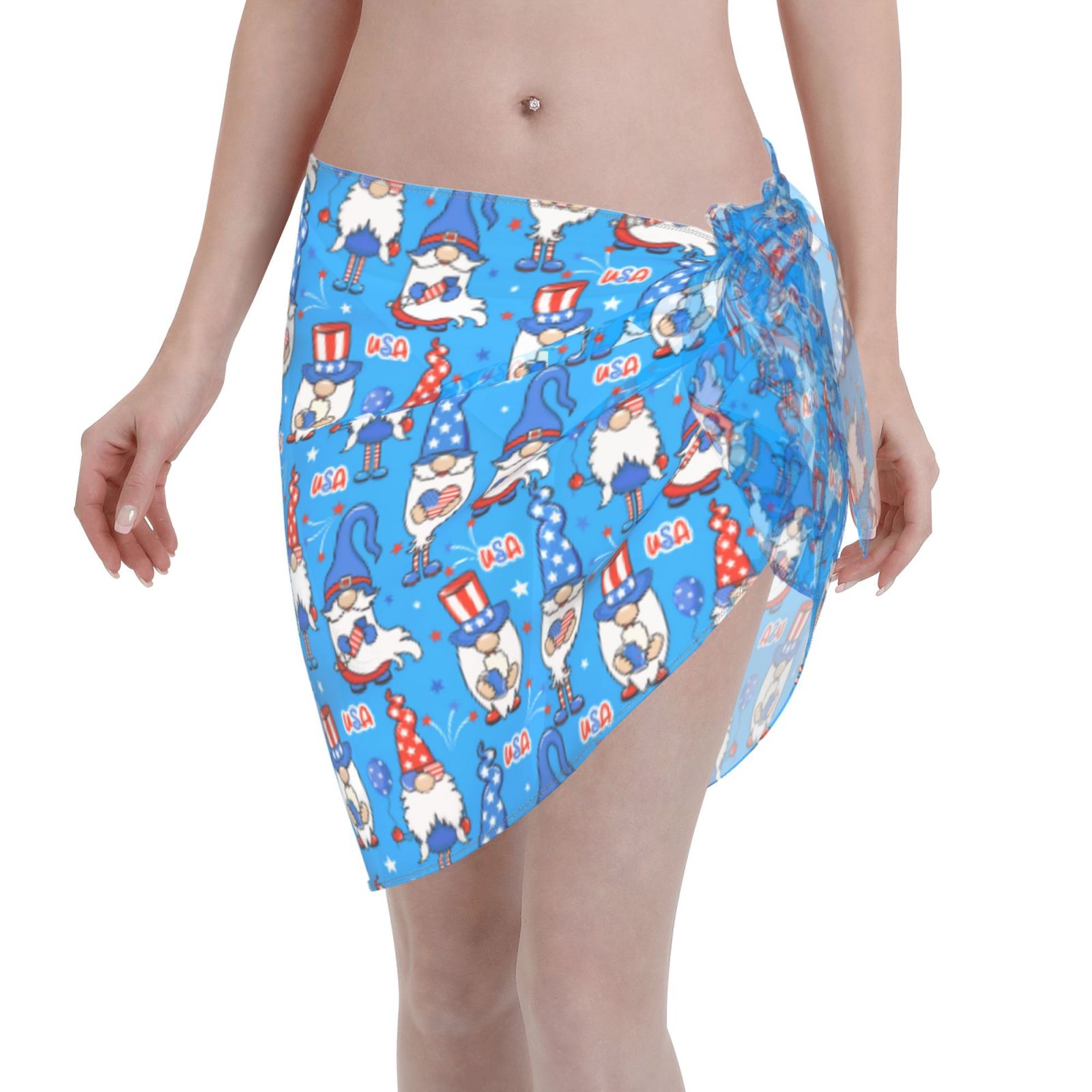 Wukai Gnomes in USA Women’s Short Sarongs Beach Wrap Bikini Bottom ...