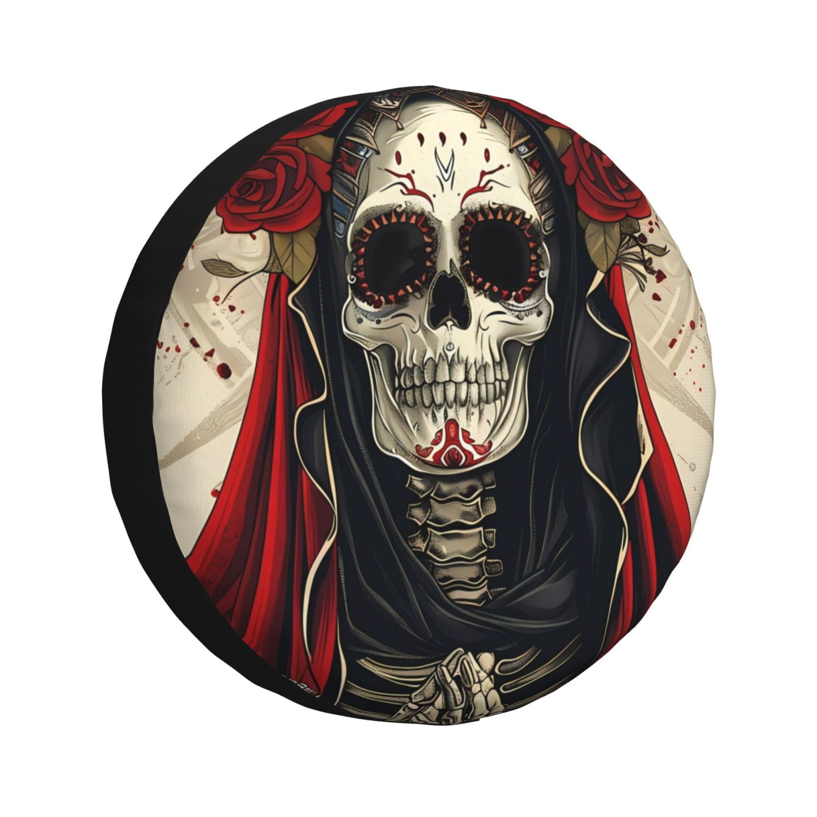 Wukai Gothic Skull With Roses Print Spare Tire Cover for RV Trailer ...