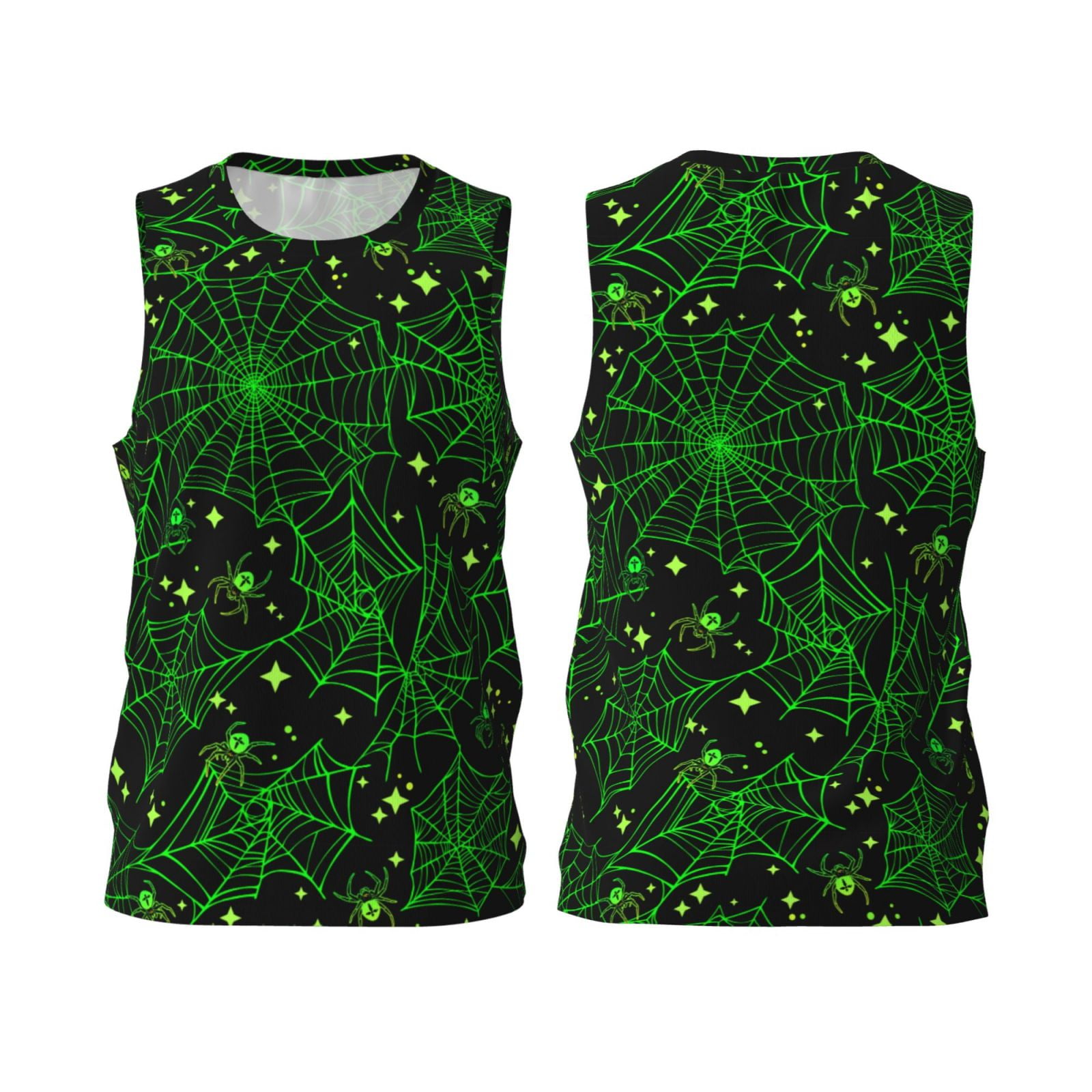 Wukai Green Bright Web with Spiders Men’s Basketball JerseyMedium ...