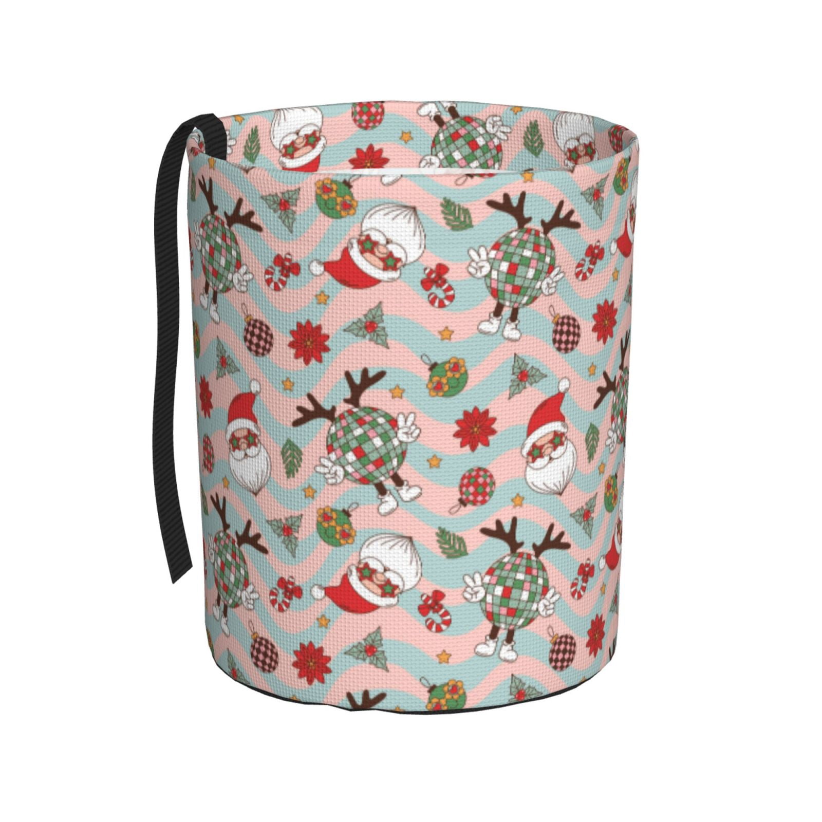 Wukai Groovy Retro Santa Print Car Trash Can - Easy to Clean Hanging ...