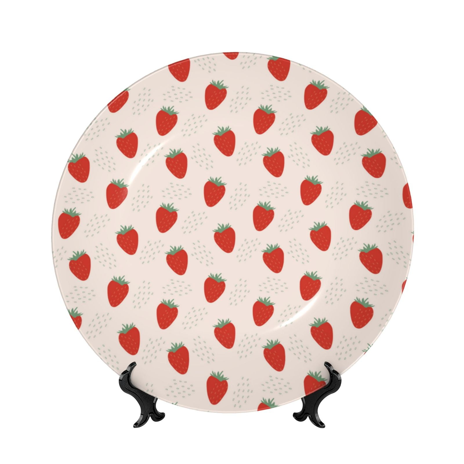 Wukai Hand Drawn Strawberry Print Decorative Plate for Display,Bone ...