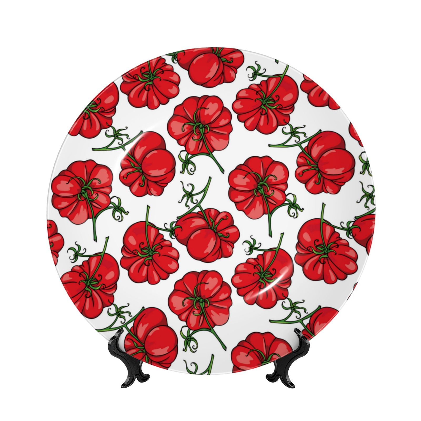Wukai Hand Drawn Tomatoes Print Decorative Plate for Display,Bone China ...
