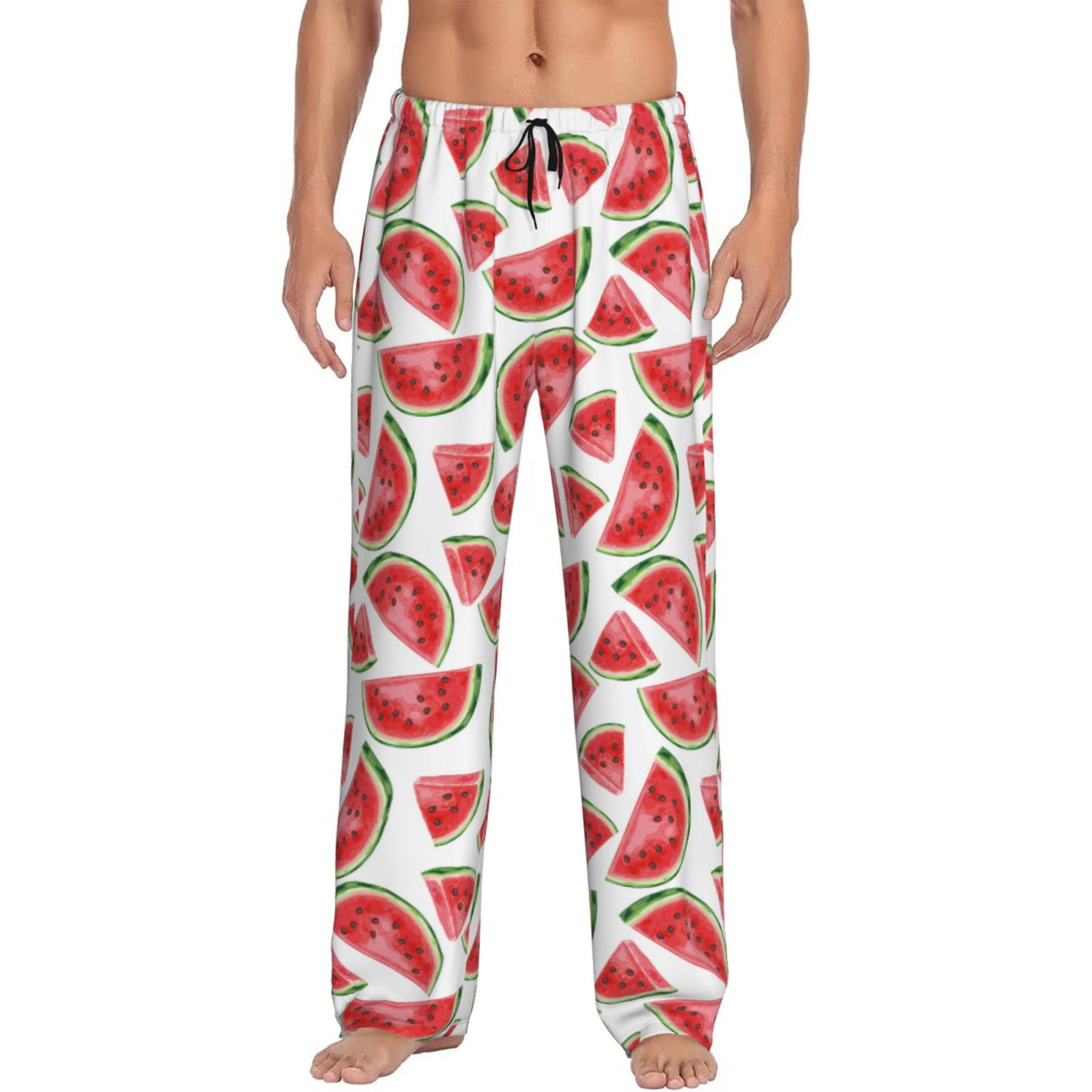 Wukai Hand Drawn Watermelon Mens PJ Pajama Pants|Sleepwear Plaid PJs ...