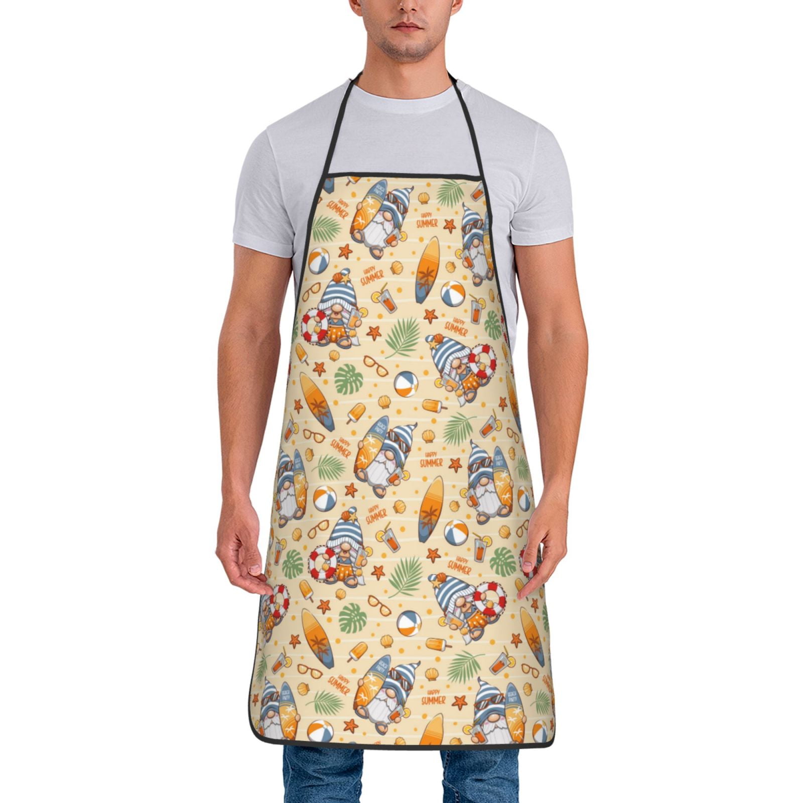 Wukai Happy Summer With Gnome Print Aprons Adjustable Bib Aprons ...