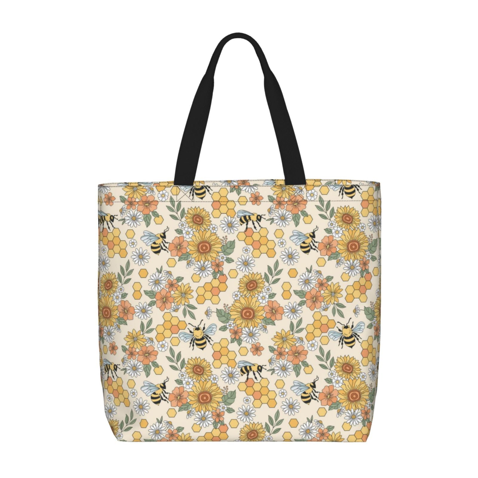 Wukai Hippie Bee Honeycomb Print Reusable Grocery Bag Shopping Bags ...
