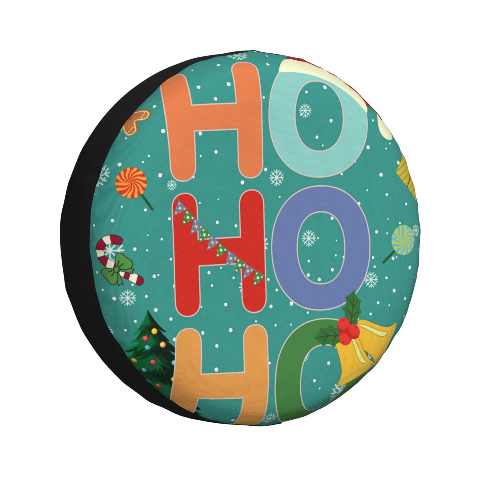 Wukai Ho Ho Ho Print Spare Tire Cover for RV Trailer,Waterproof PVC Faux Leather Wheel Cover Fit ...