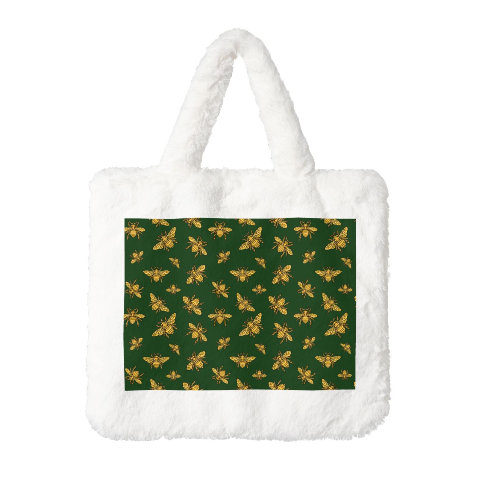 Wukai Hohey Bee Print Plush Underarm Bag, Ladies Fluffy Shoulder Bag ...