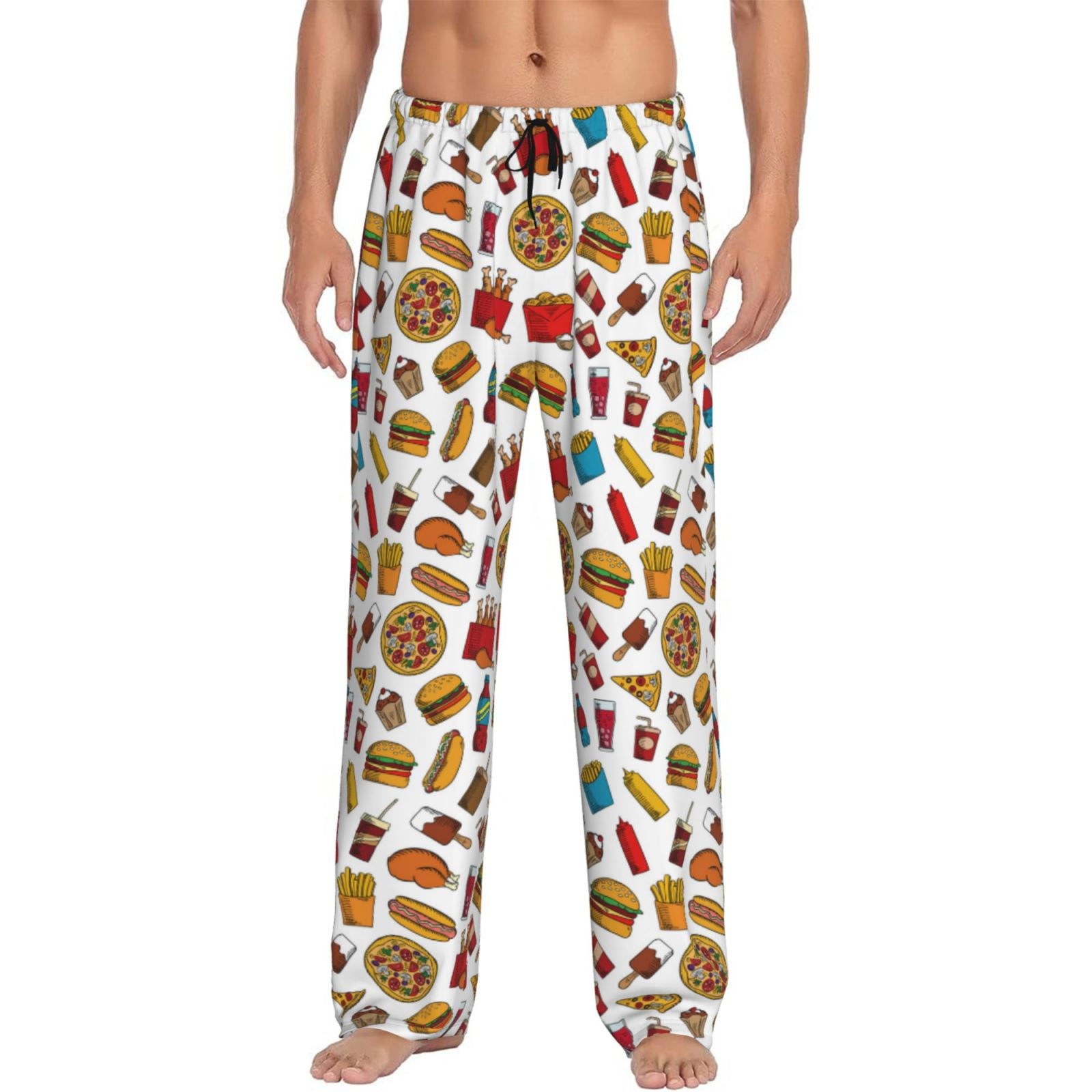 Wukai Hot Dog Pizza Mens PJ Pajama Pants|Sleepwear Plaid PJs with ...