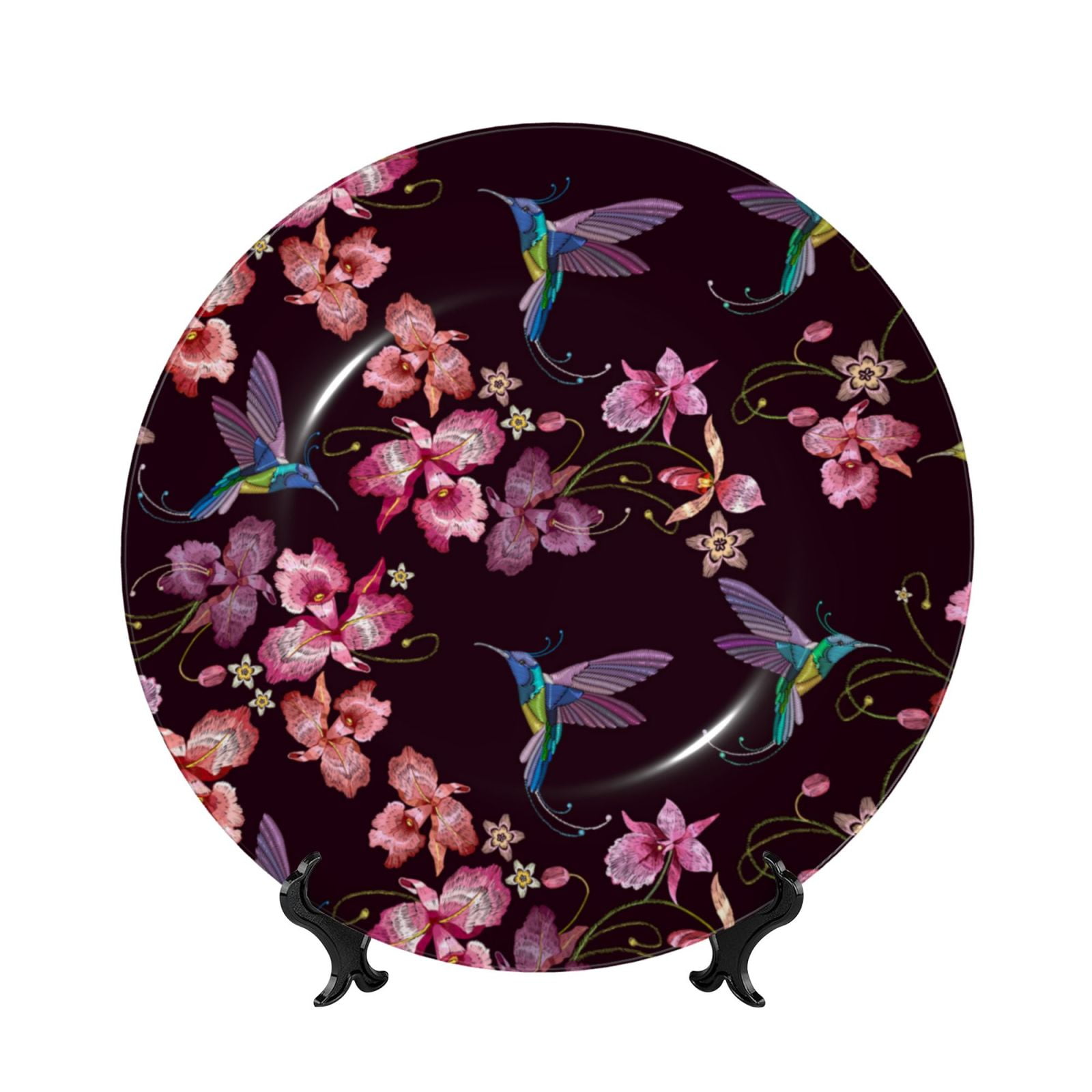 Wukai Humming Bird And Tropical Print Decorative Plate for Display,Bone ...