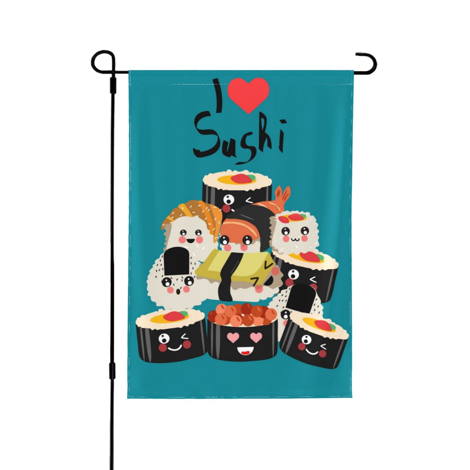 Wukai I Love Sushi Garden Flags Double Sided Welcome Garden Yard House ...