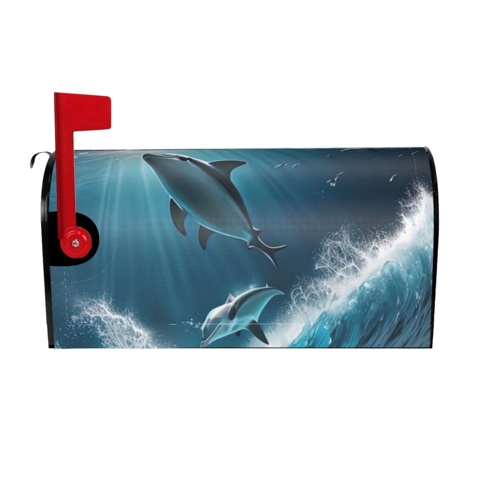 Wukai Ice Blue Ocean Cute Dolphin A Mailbox Covers for Garden Outdoor ...