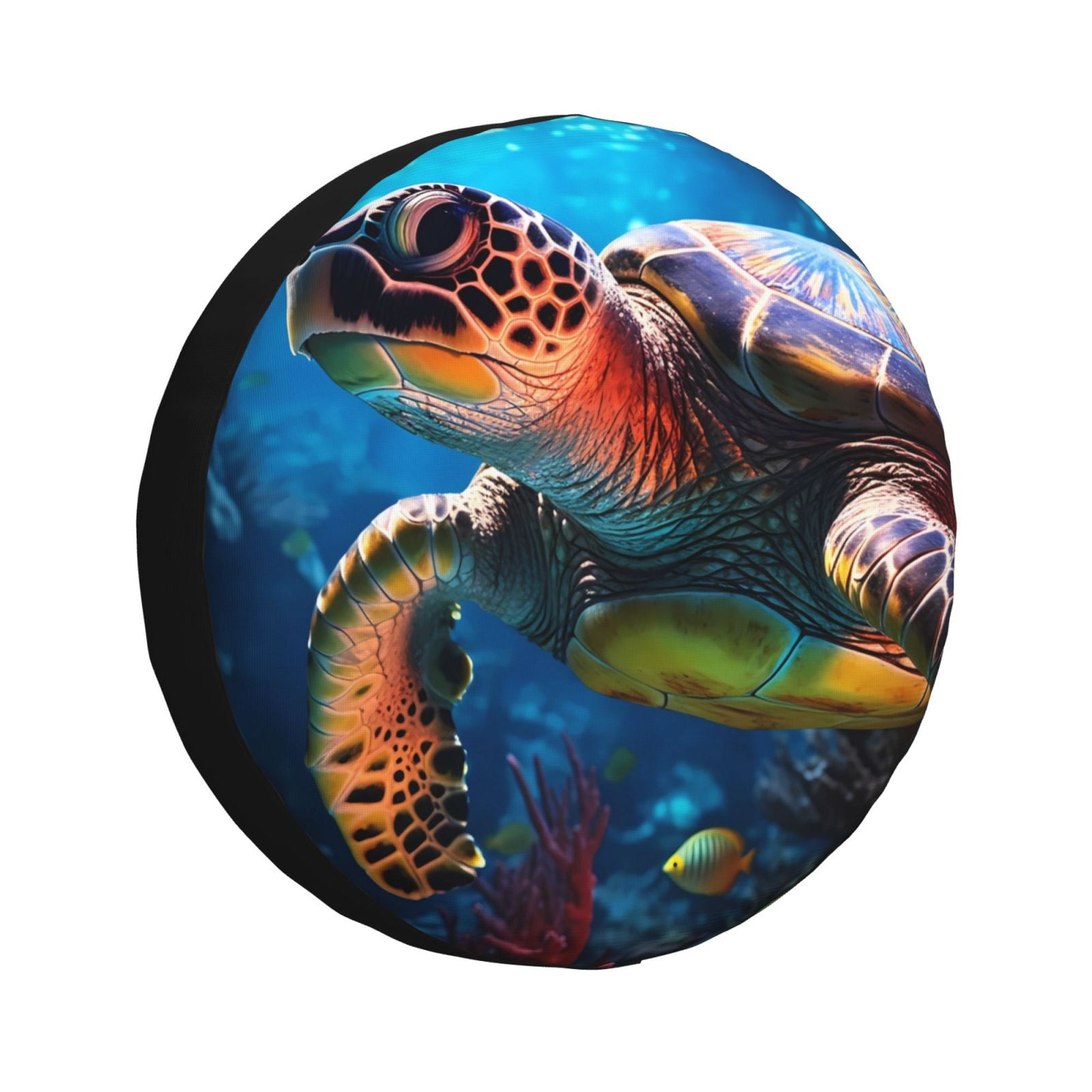 Wukai Ice Blue Ocean Sea Turtle Print Spare Tire Cover for RV Trailer ...