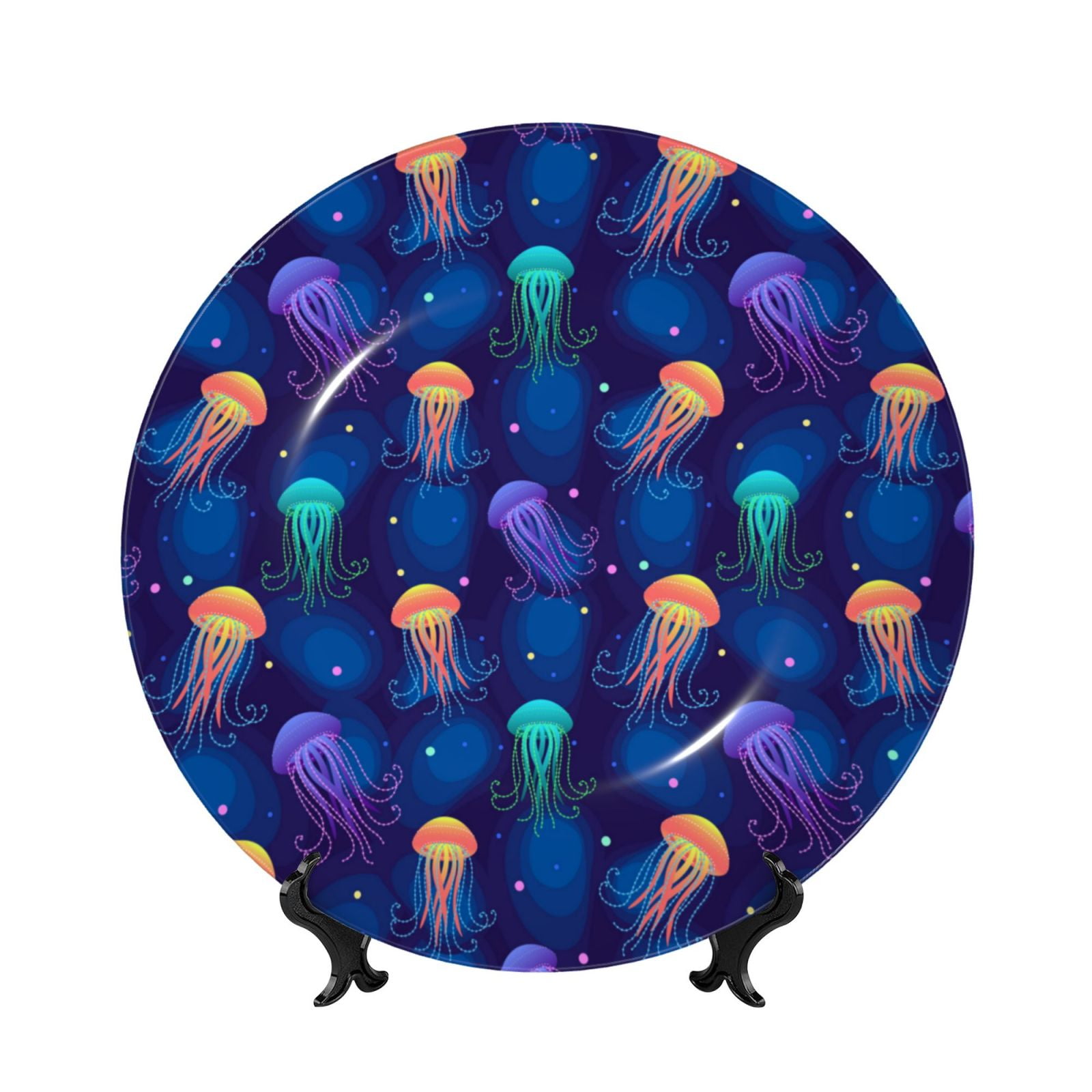 Wukai Jellyfish colorful Print Decorative Plate for Display,Bone China ...