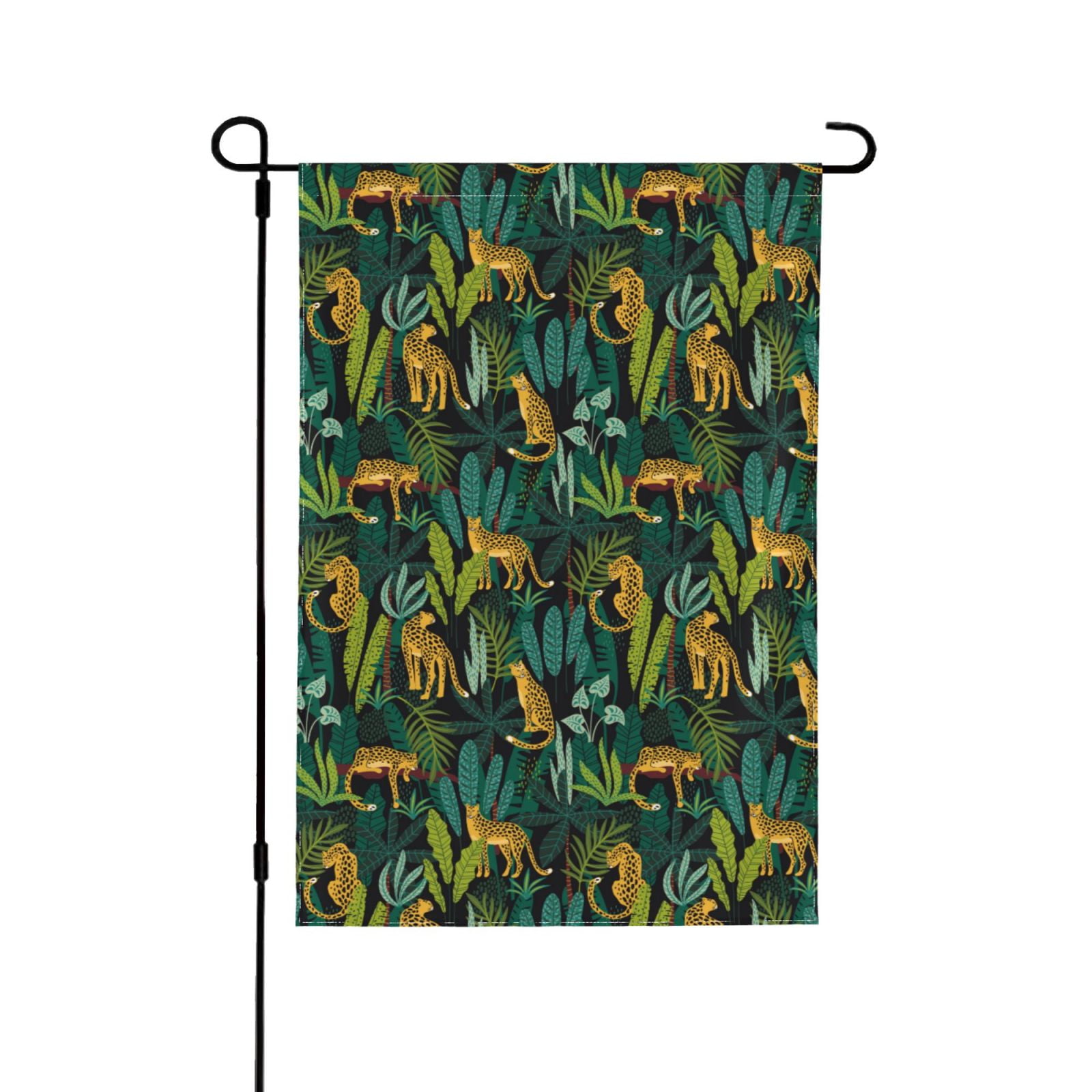 Wukai Jungle Leopard Yellow Garden Flags Double Sided Welcome Garden ...