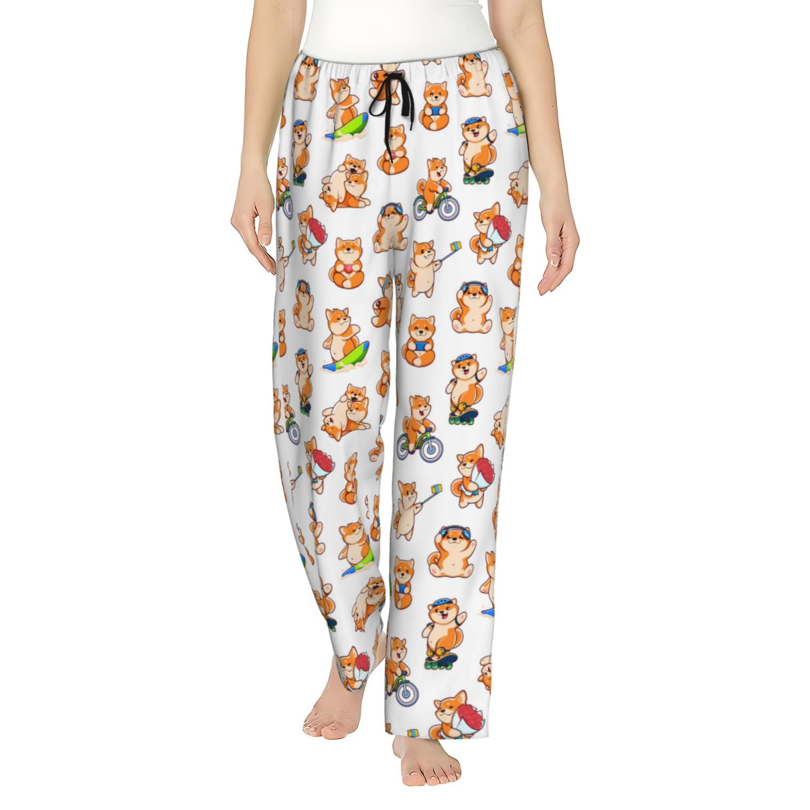 Wukai Kawaii Shiba Dog Women Pajama Pants Comfy Stretch Drawstring ...